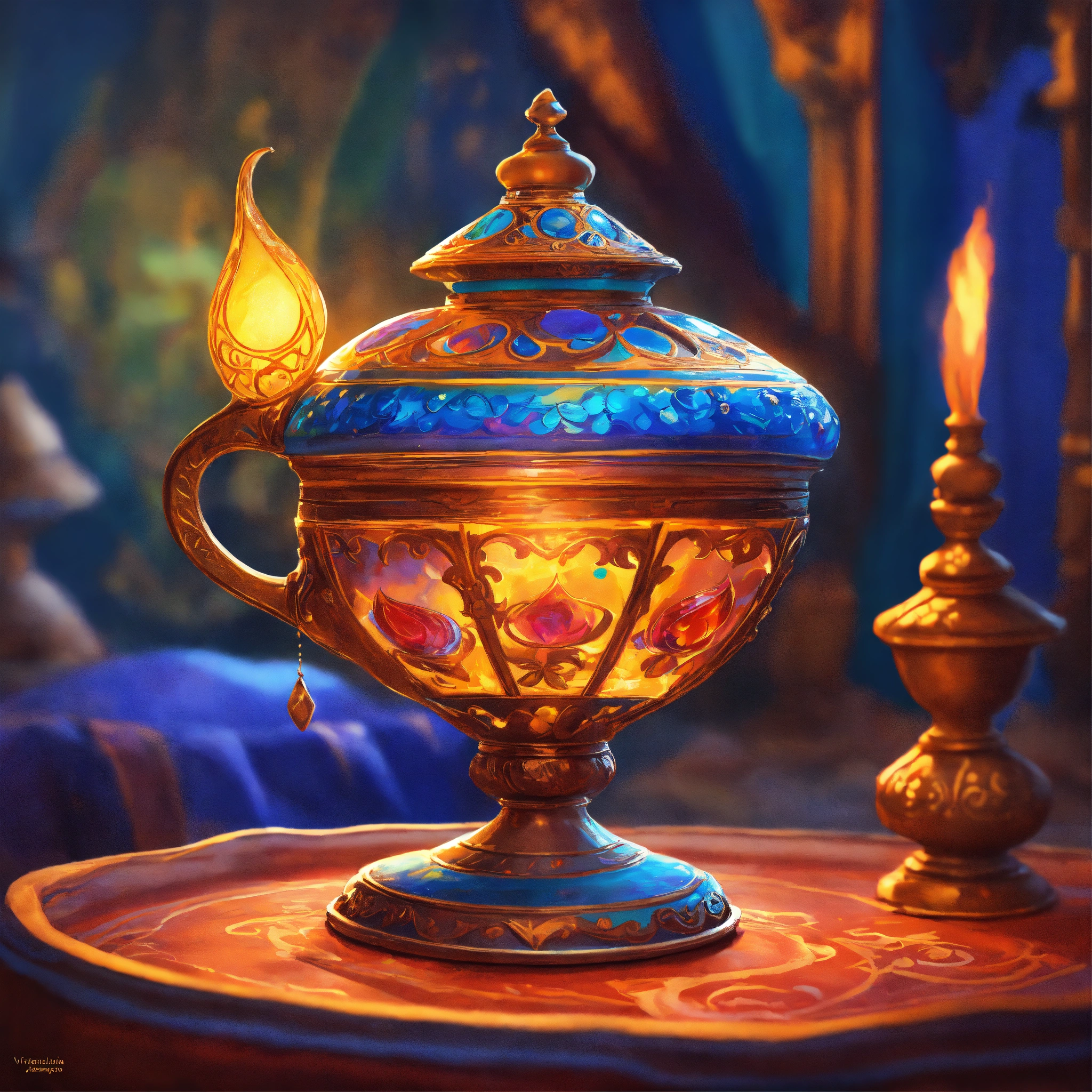 Lexica - Magic lamp, isolate object, from the movie Aladdin and the ...