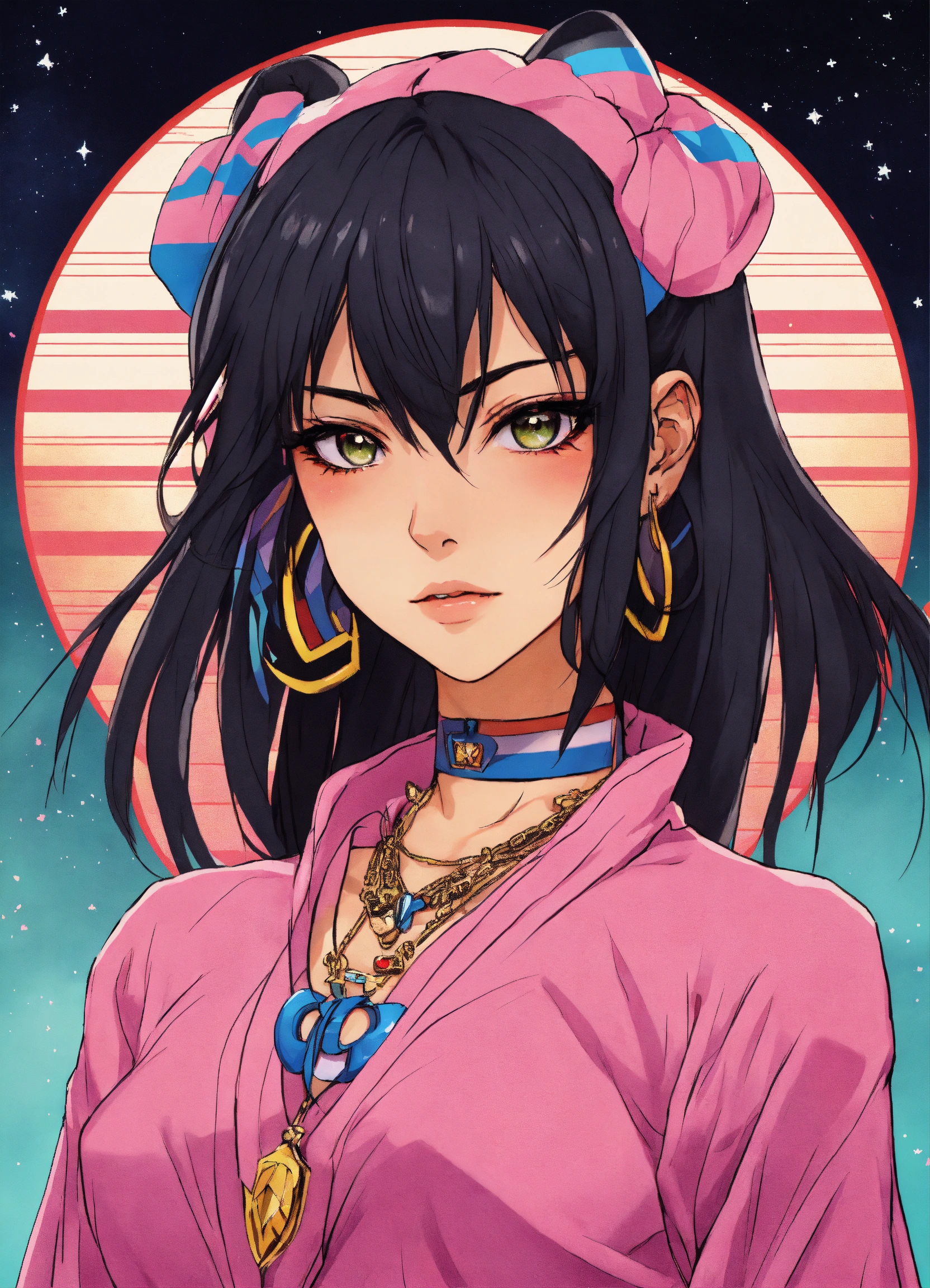 Lexica - A transgender Magical girl with emo cut black hair, streak in ...