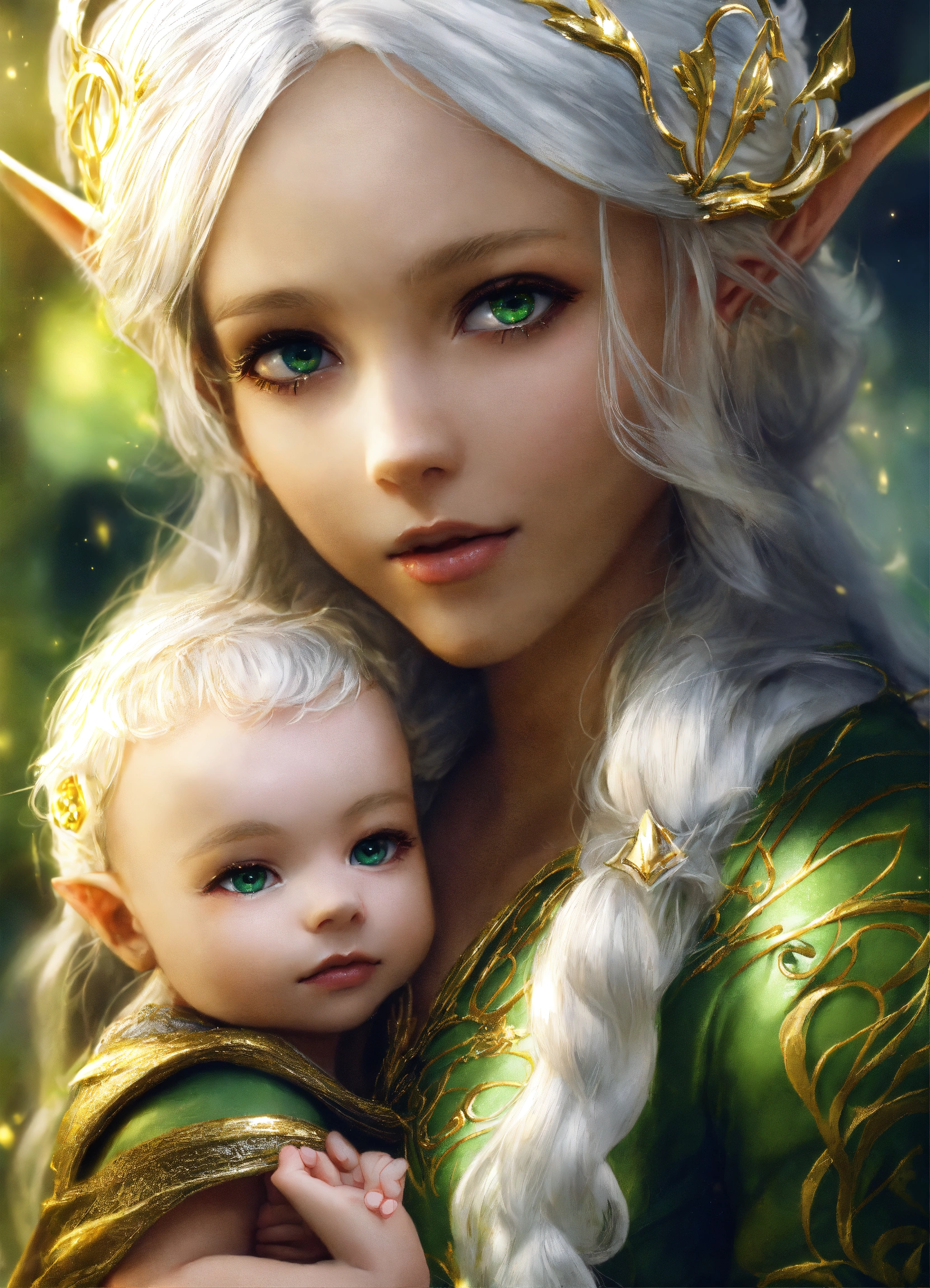 Lexica - Fantasy, baby, elf, gold skin, green eyes, silver hair, new ...