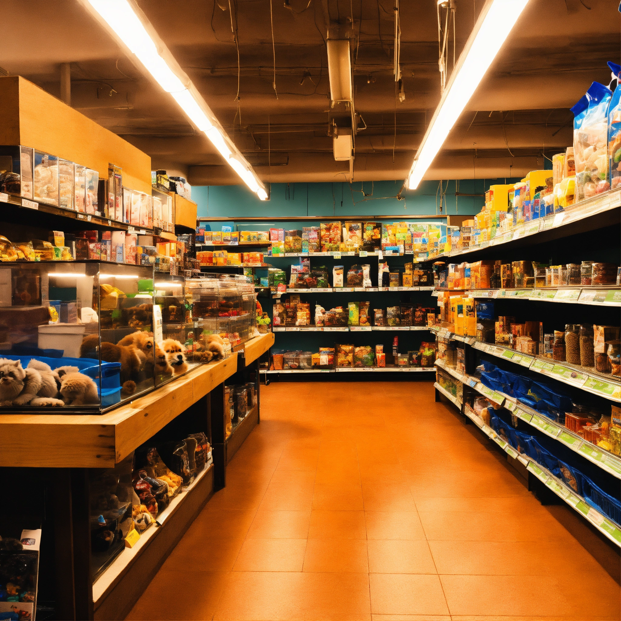 Lexica - A photo of a pet store with a variety of pet supplies. The ...