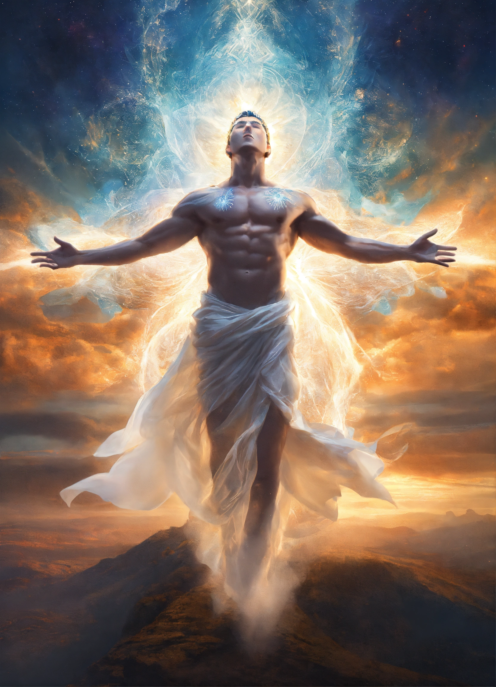 Lexica - Captivating design, spirit man ascend, The spirit being's arms ...