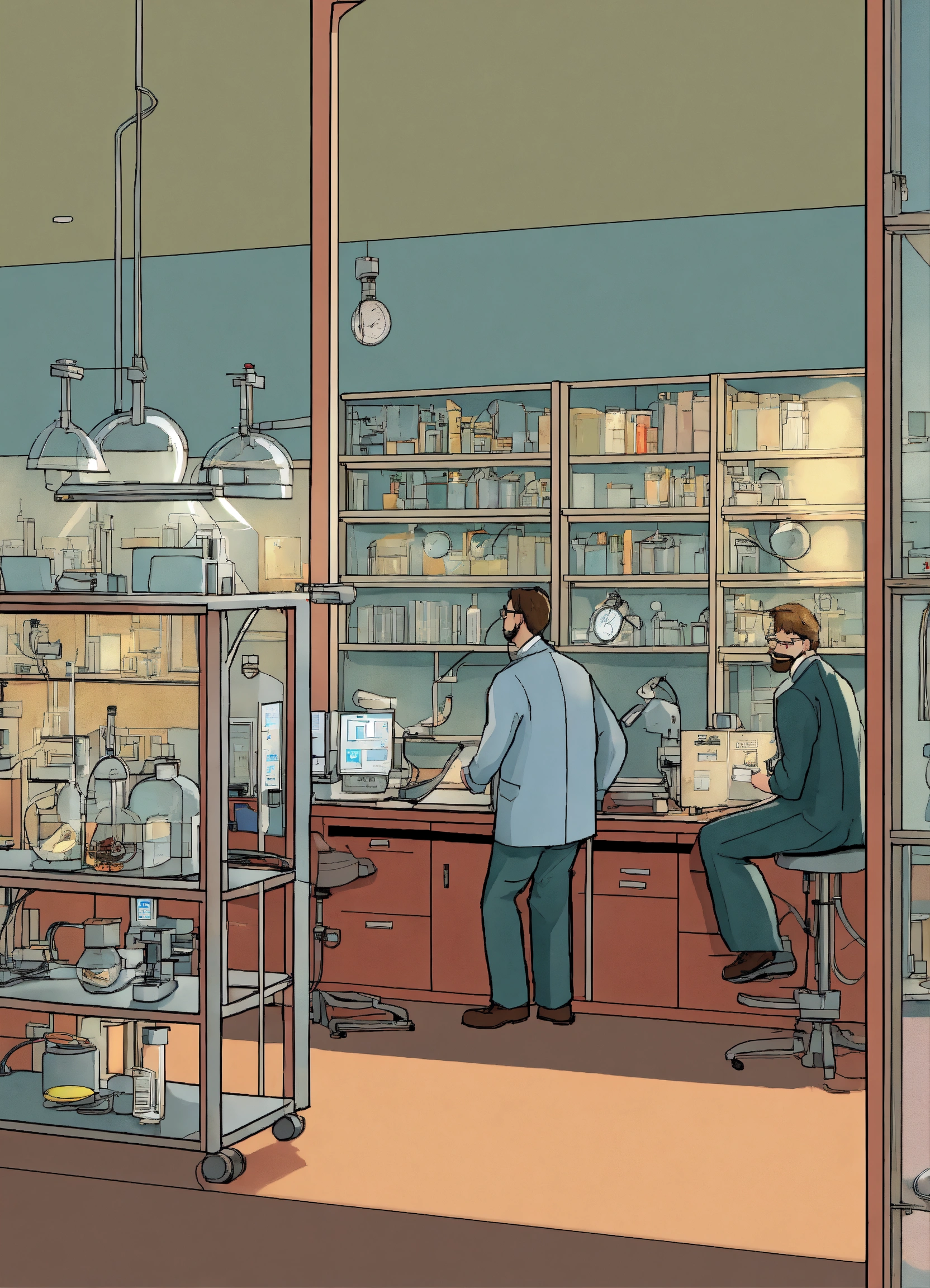 Lexica - Physicists in the lab, cartoon