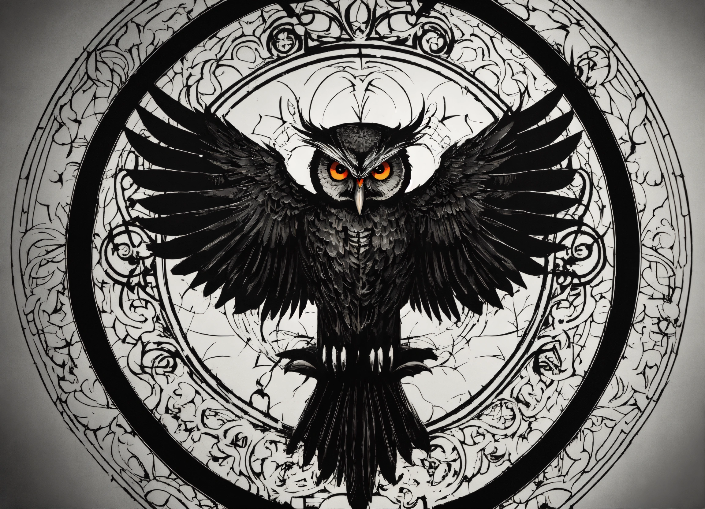 Lexica - Evil demonic Black owl divine circular symbol, inspired by ...
