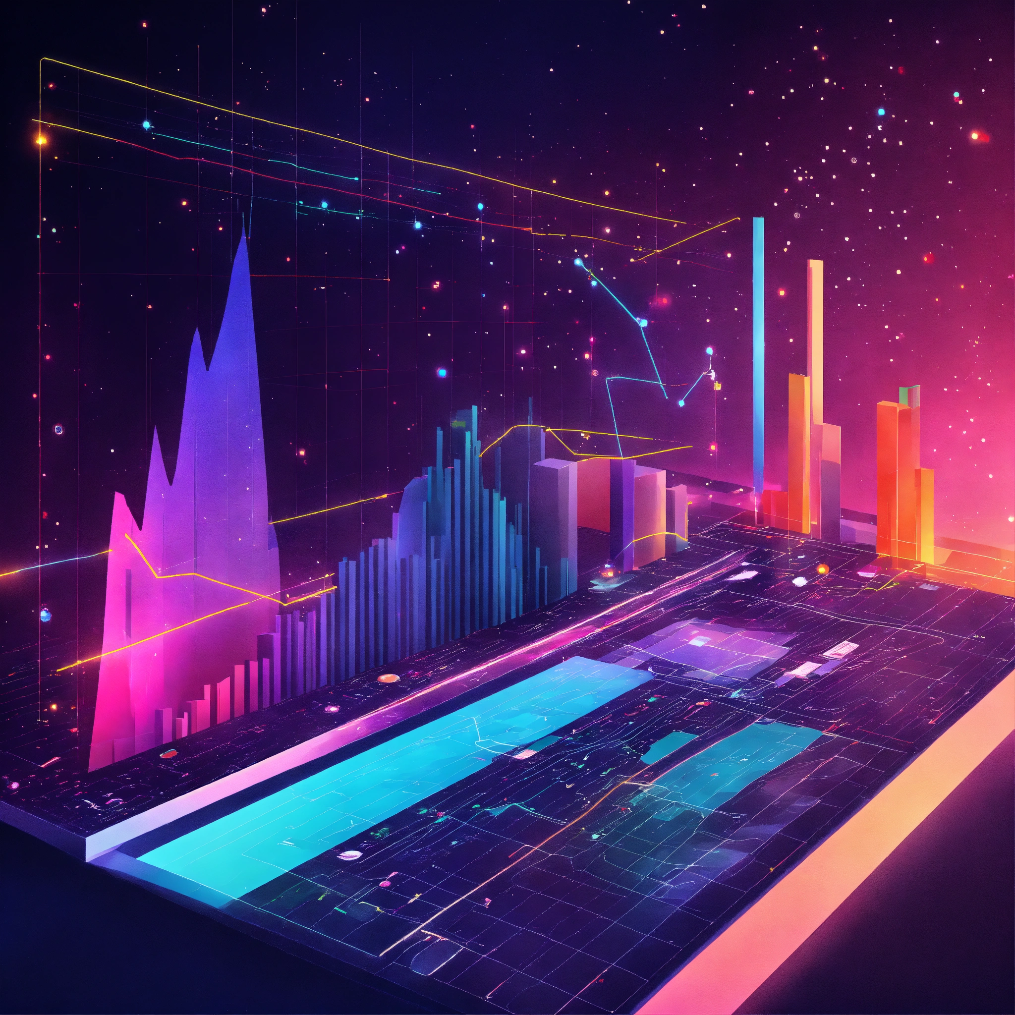 Lexica - Data analytics and artificial intelligence with graphs and charts, space theme with ...