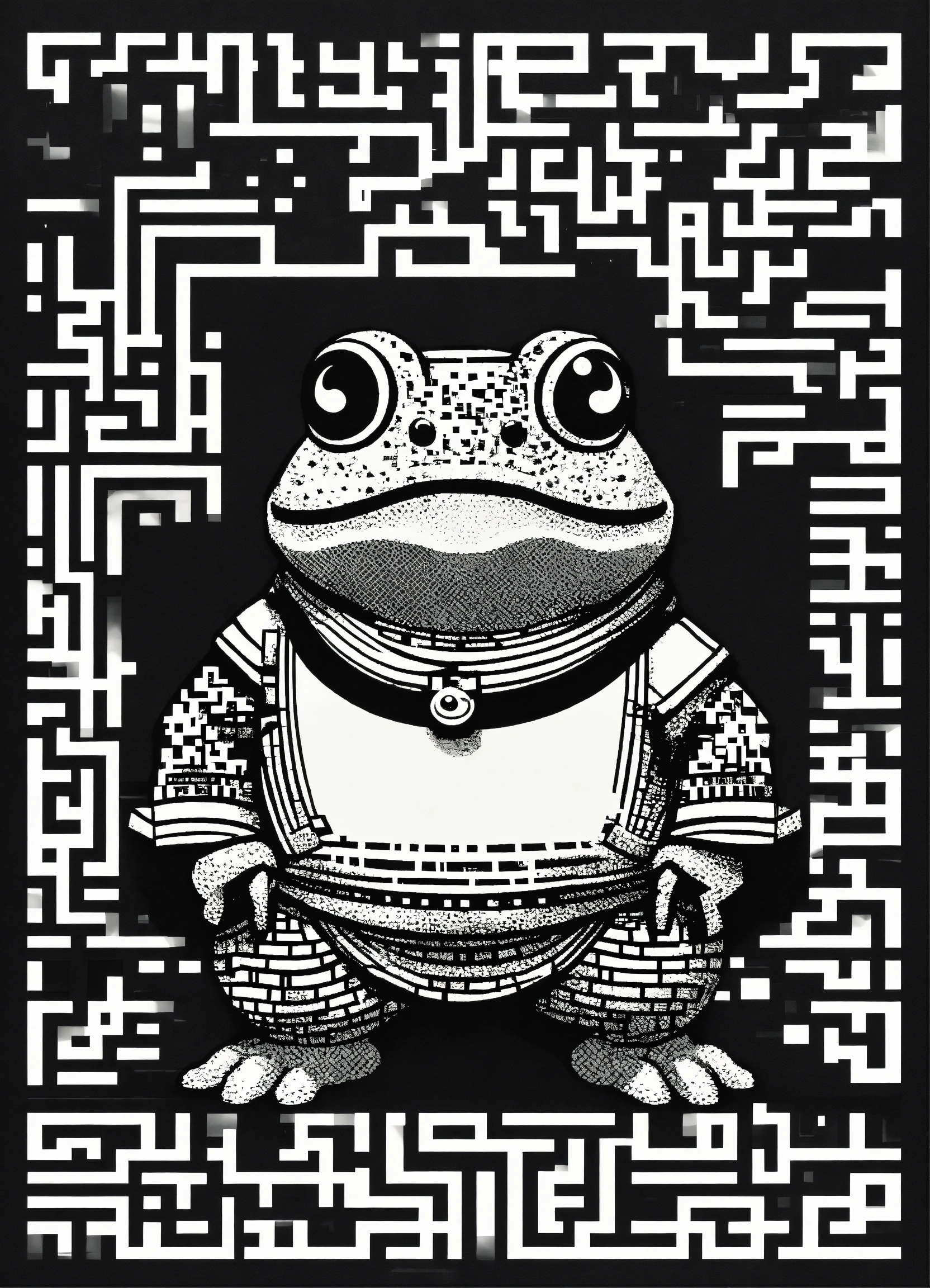 Lexica - A toad made out of a 3d black and white optical illusion, ying ...