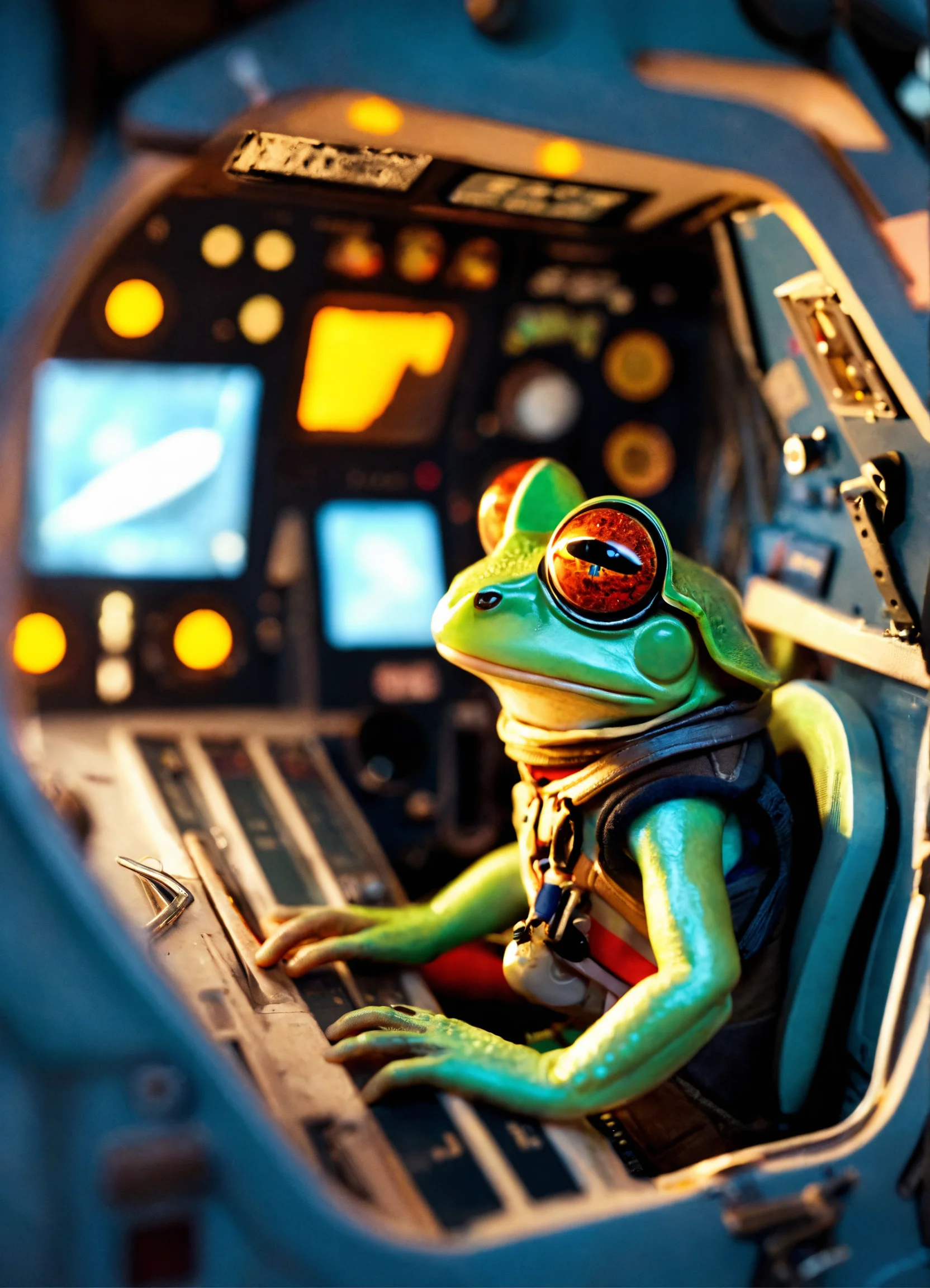 Lexica - A cute and tiny frog commander inside the Space Shuttle's ...