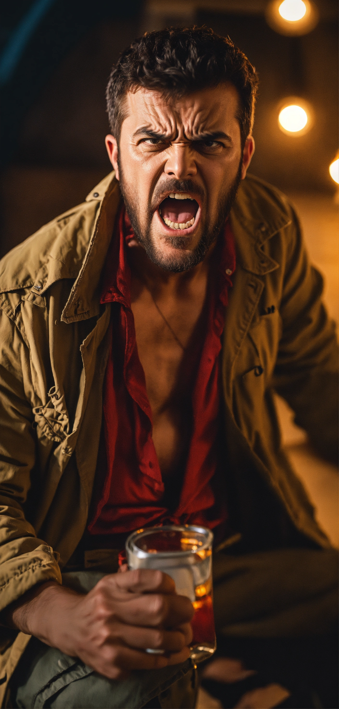 Lexica - A very angry man, a tyrant, in homemade clothes, yelling at ...