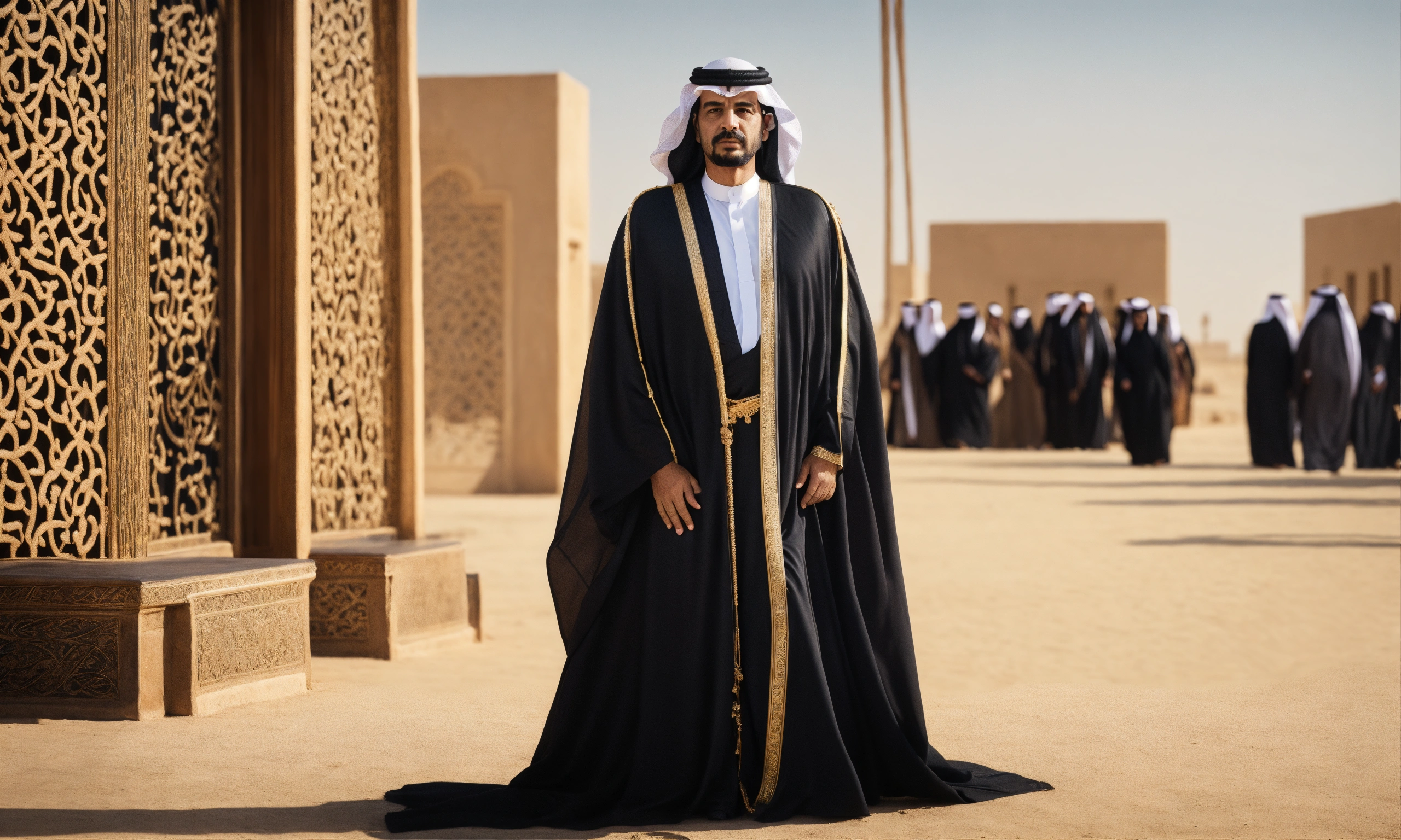 Lexica - Saudi old king, traditional costume, standing, looking side ...