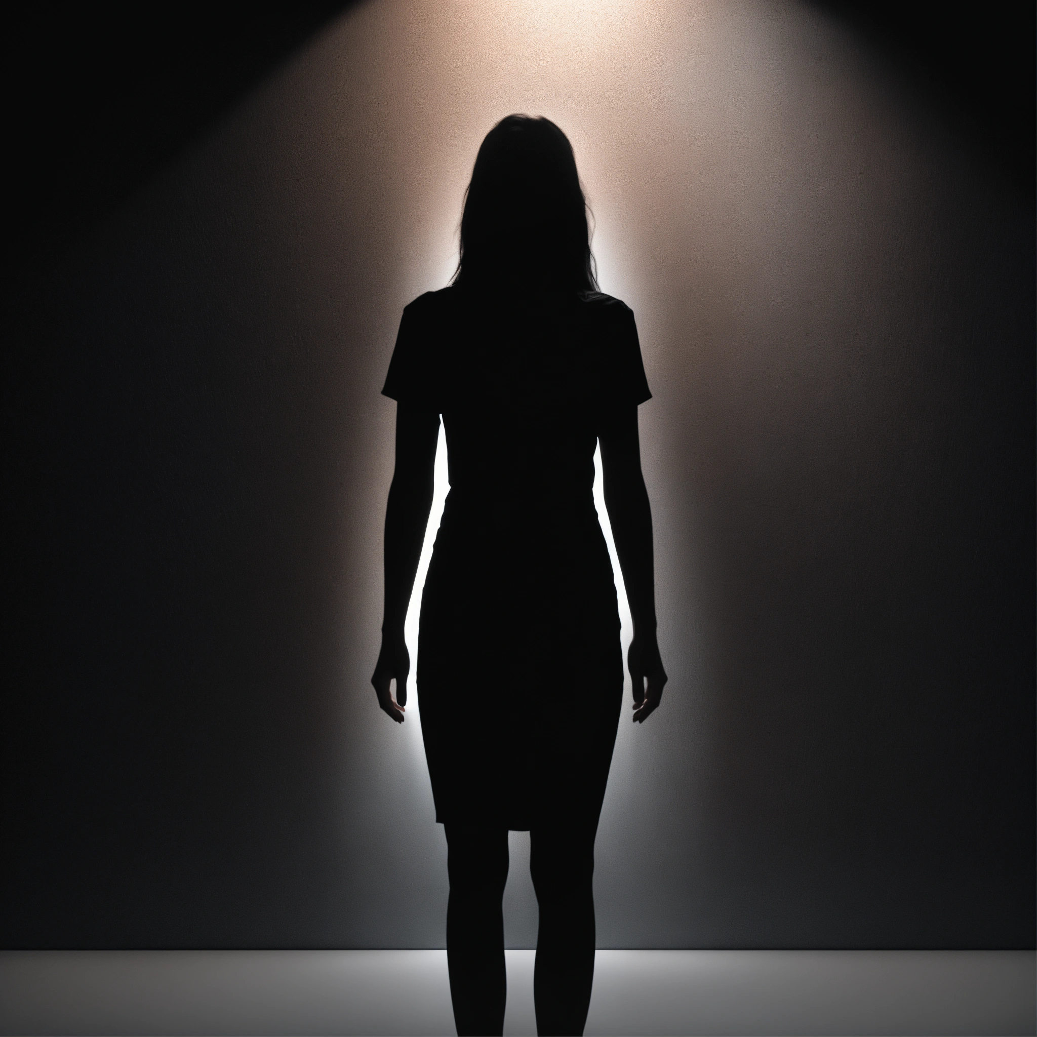 Lexica - Shadow figure woman emerging from the darkness, black and grey ...