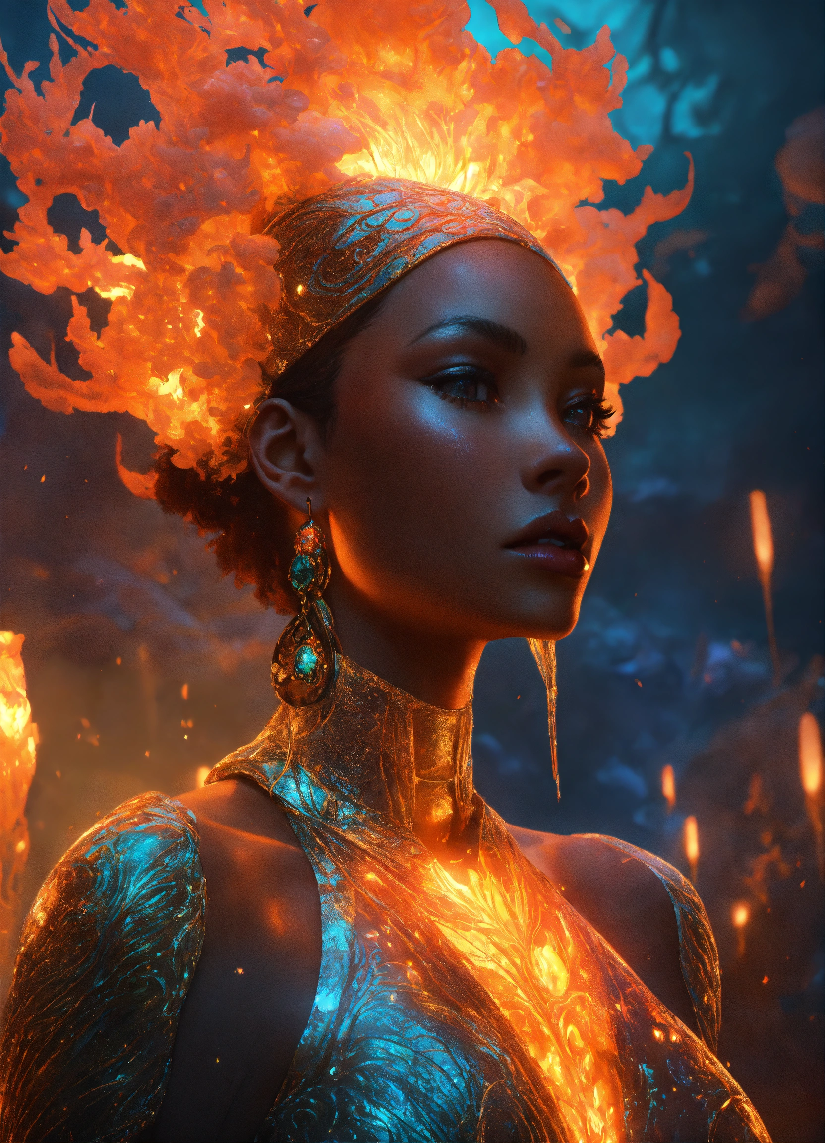 Lexica - Fire nymphs, ebony goddess, afrikan, dark black skin ...