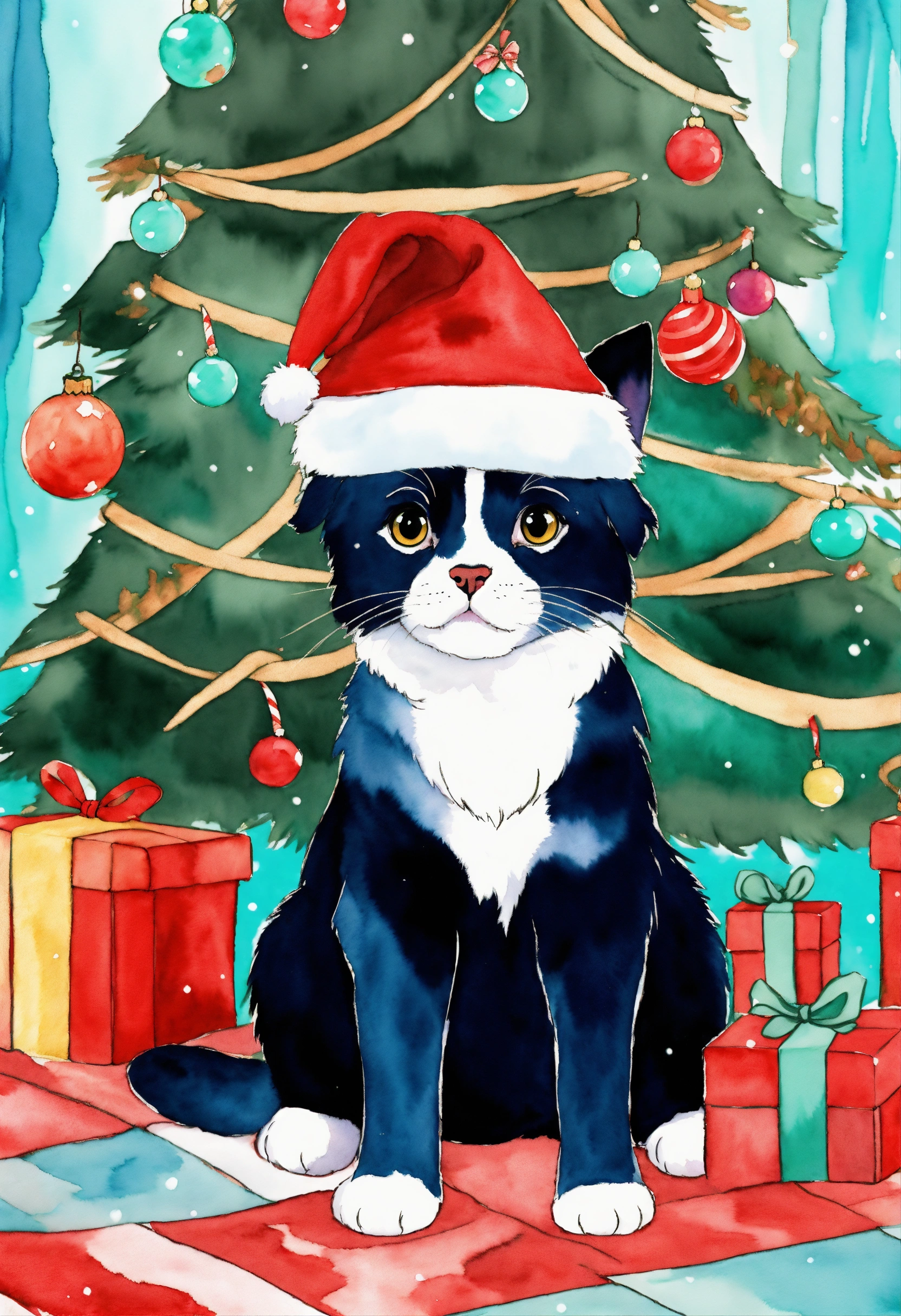 Lexica - Ghibli Moe anime mashup cat and a Rottweiler puppy peaking out ...