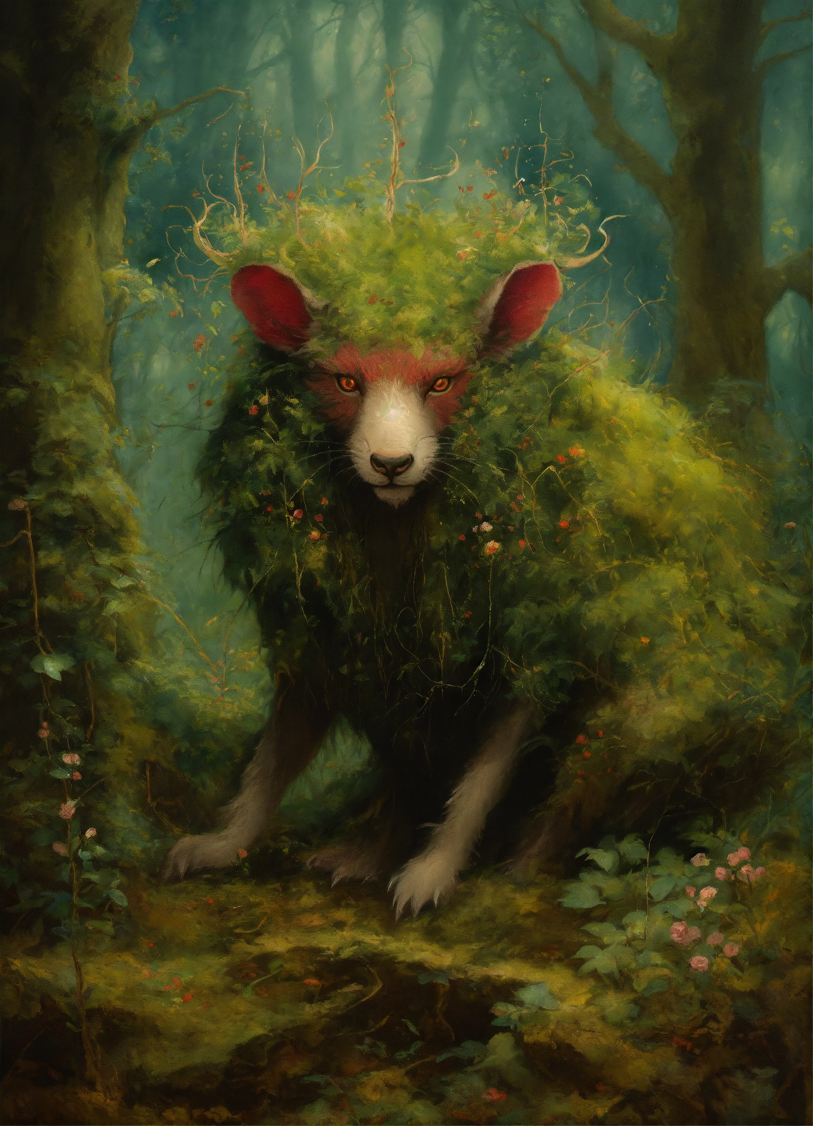 Lexica - Dark forest creature, portrait of a never-before-seen hairy ...