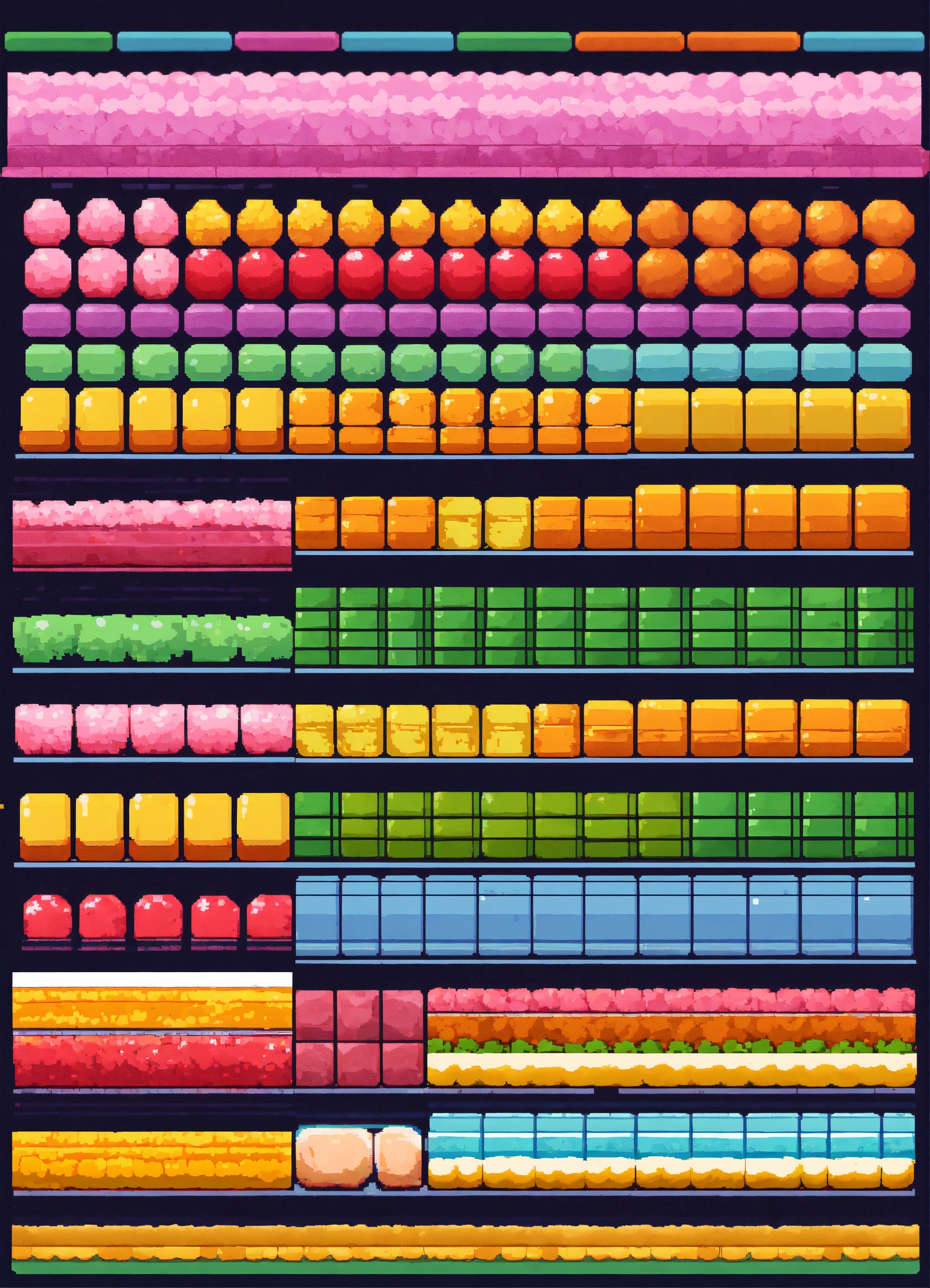 Lexica - Simple pixel sprite concept sheets of gumdrops.