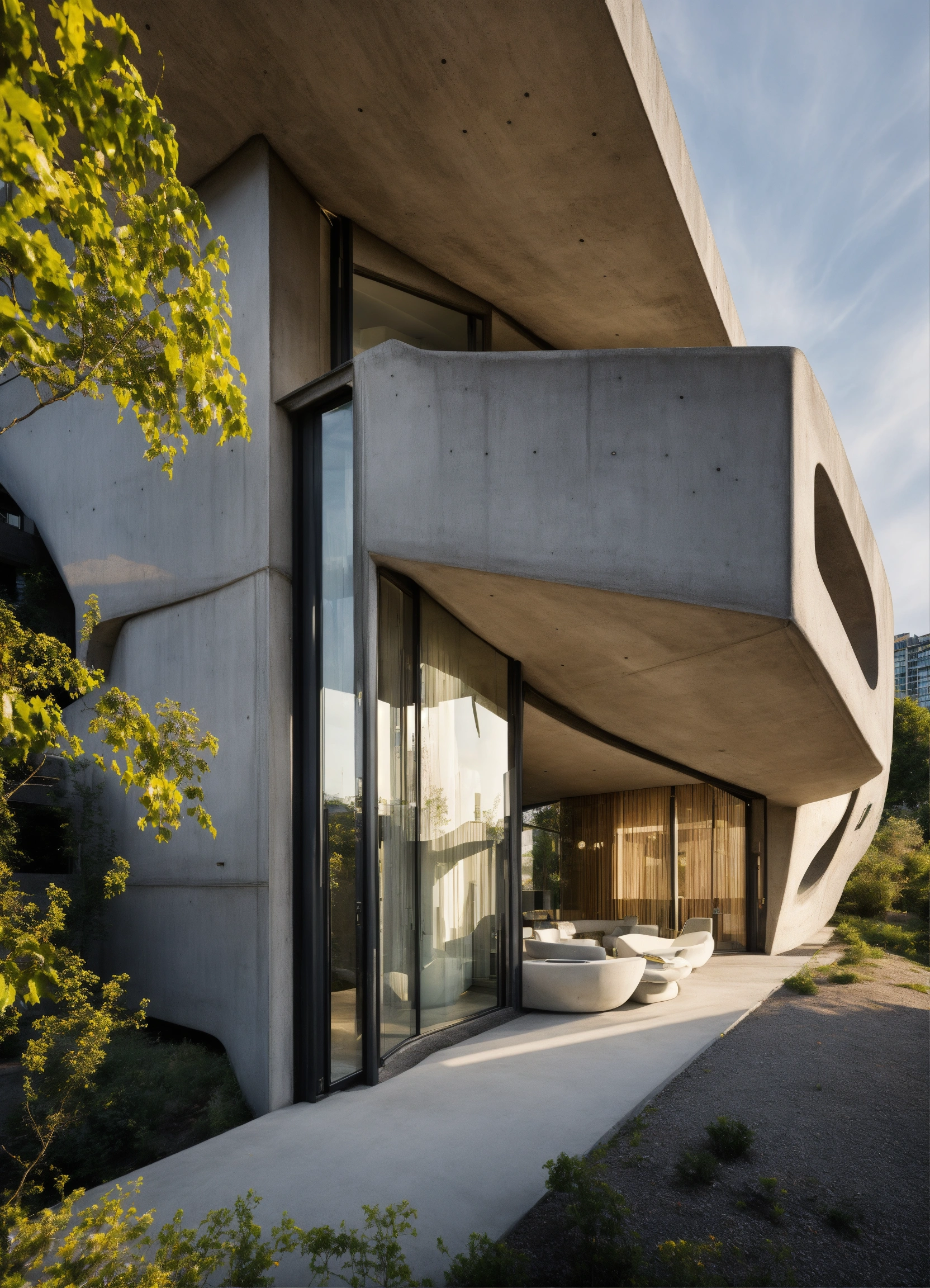 Lexica - Zaha hadid industrial concrete house in the city.