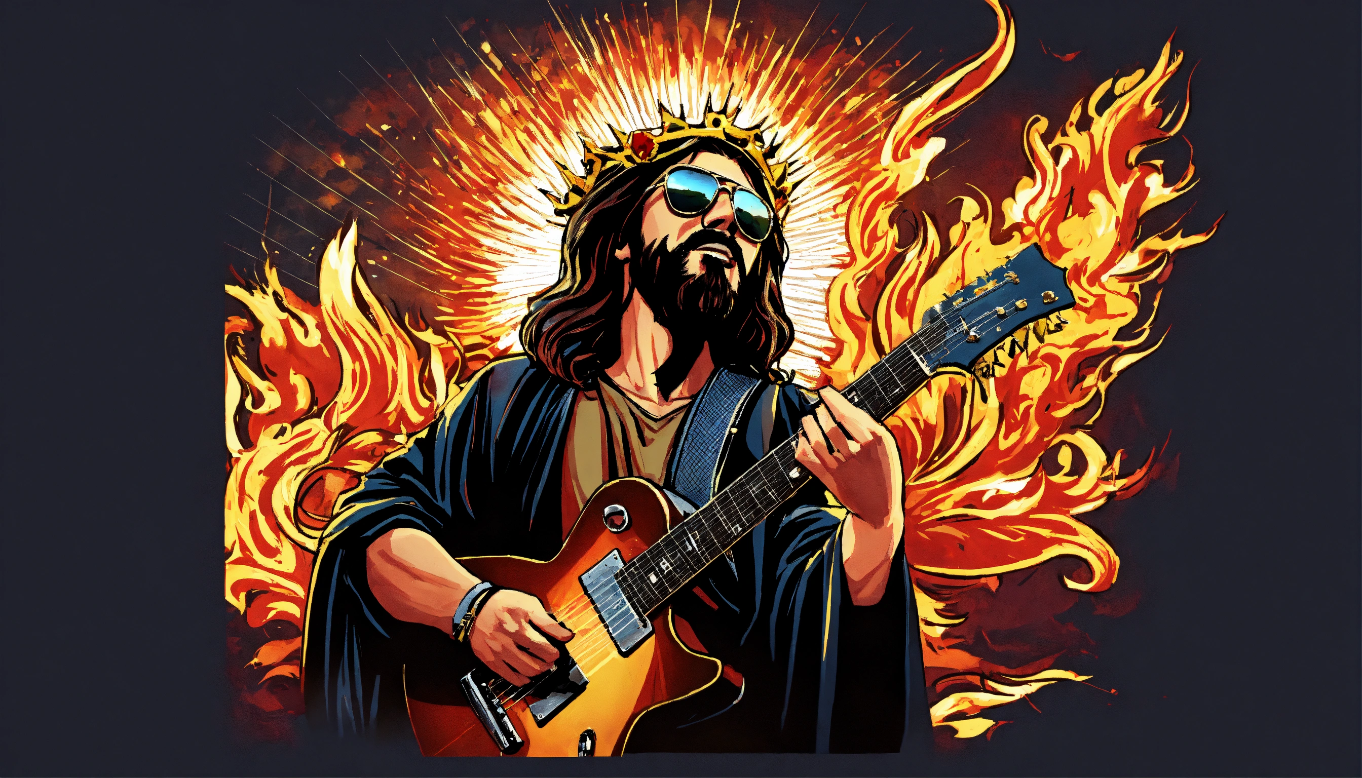Lexica - Illustration of Jesus styled as a rocker, wearing sunglasses ...