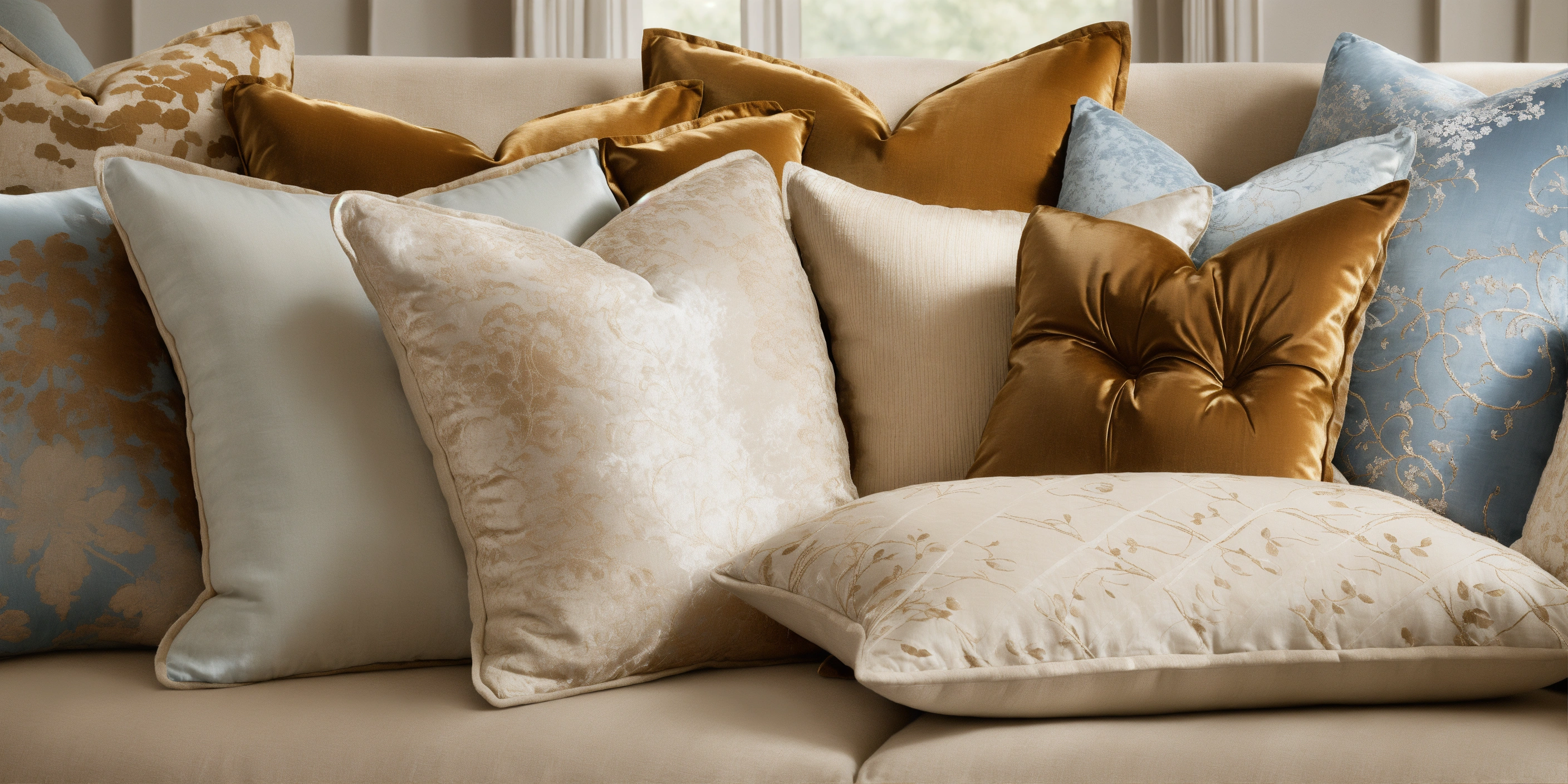 Lexica - An assortment of luxurious refined decorative pillows in a ...