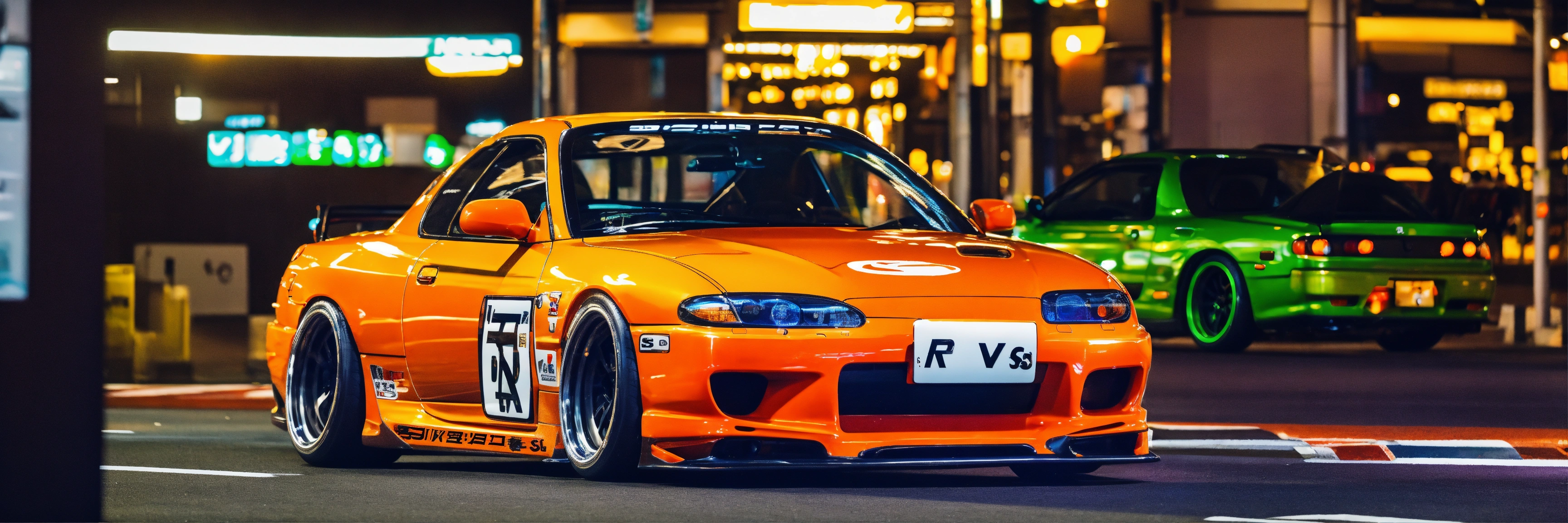 Lexica - A colorful orange Nissan Silvia S15 with a spoiler racing a ...