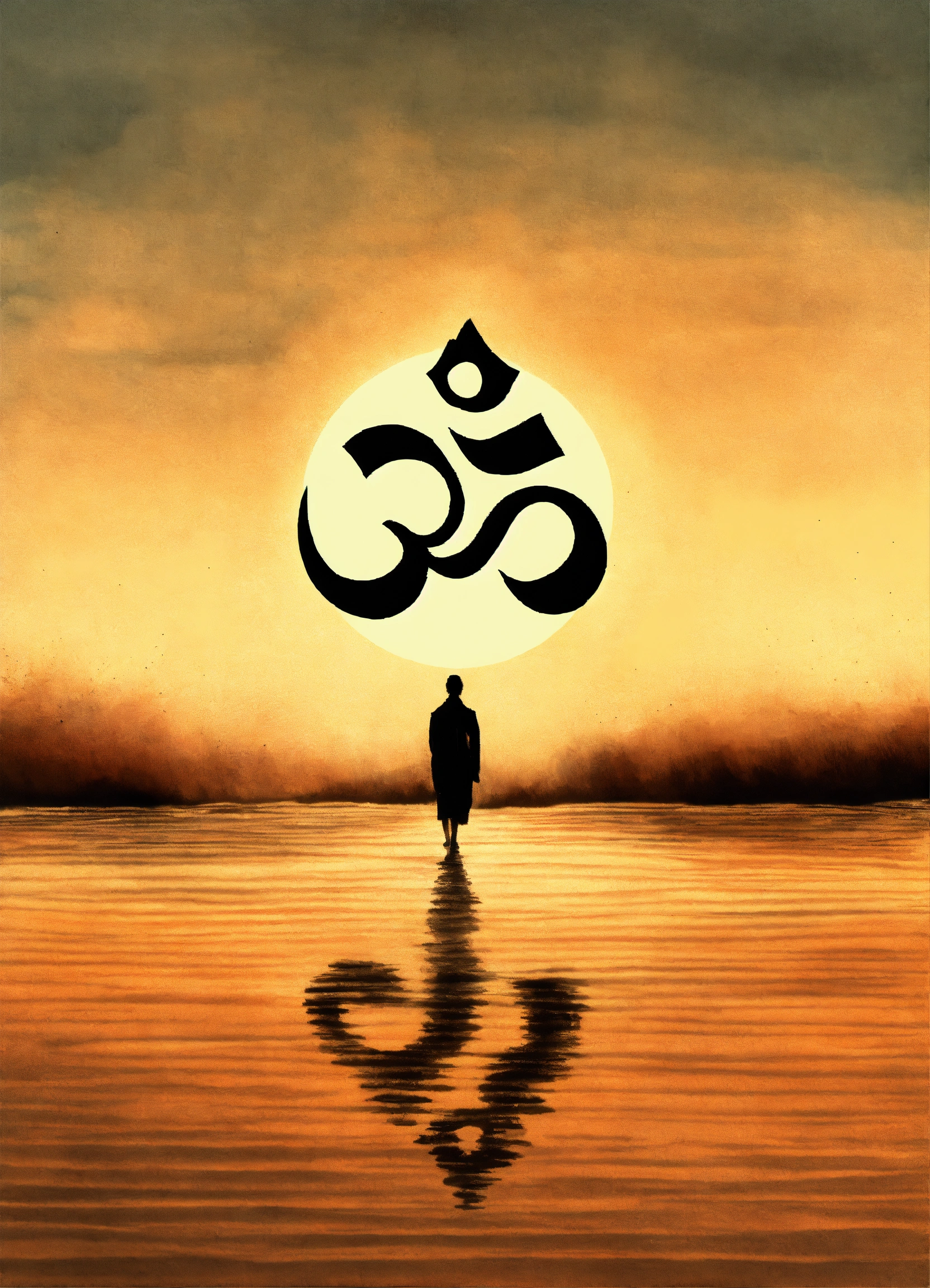 Lexica - Minimalist pen and ink drawing of om symbol in a mysterious ...