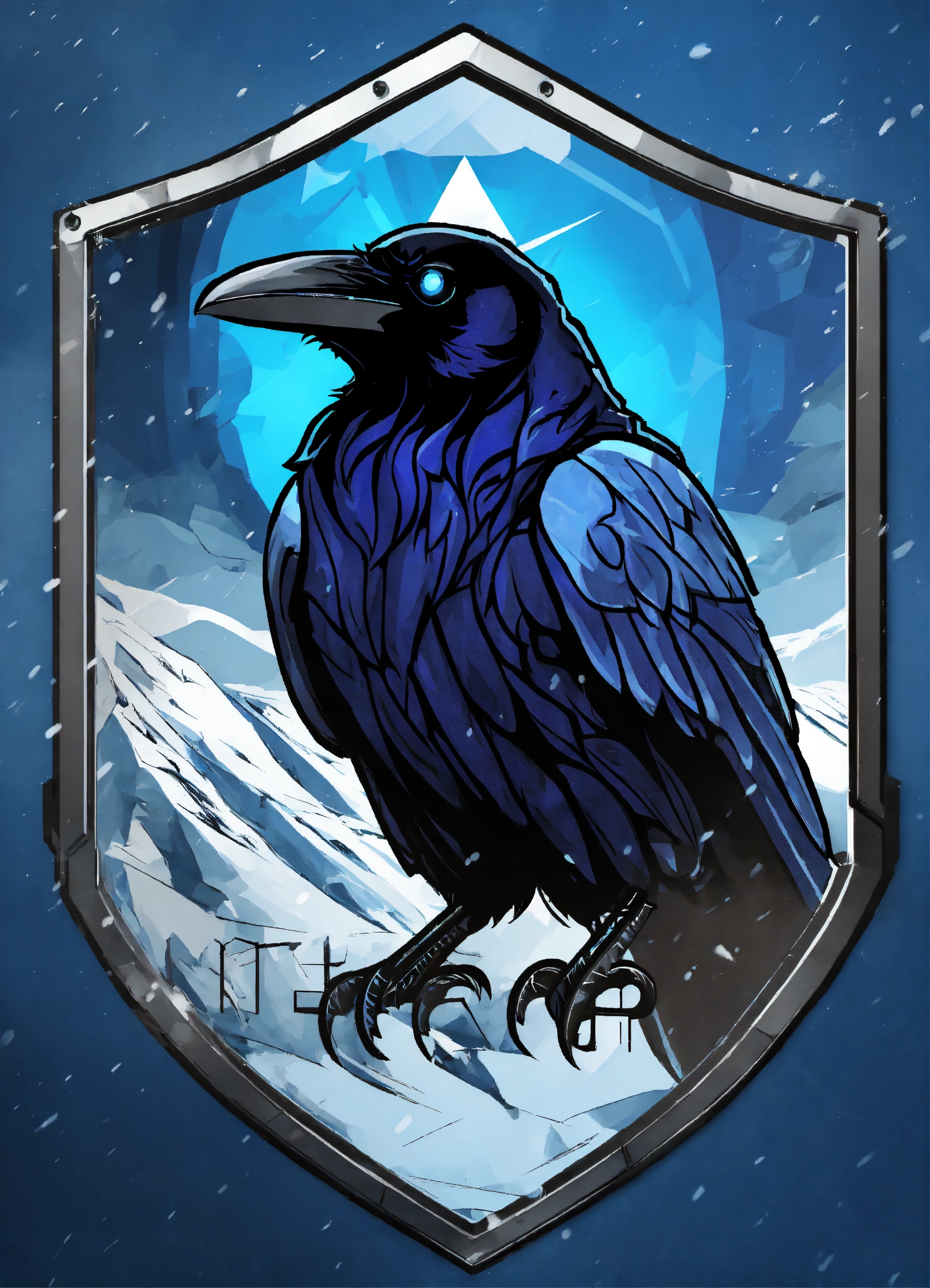 Lexica - Angry, raven logo, snow style, metal logo, futuristic shield ...