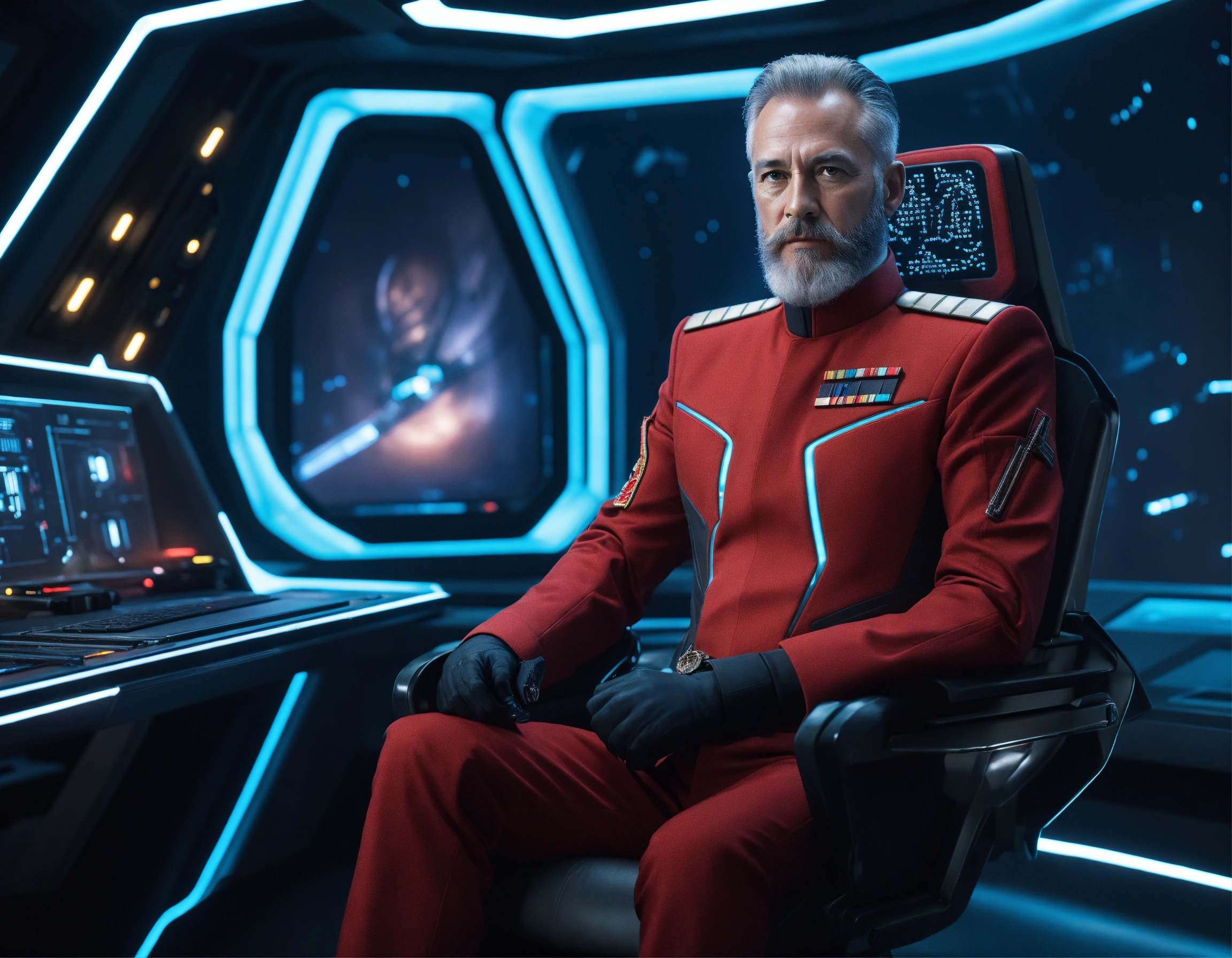 Lexica - 50 year old masculine star commander general with trim beard ...