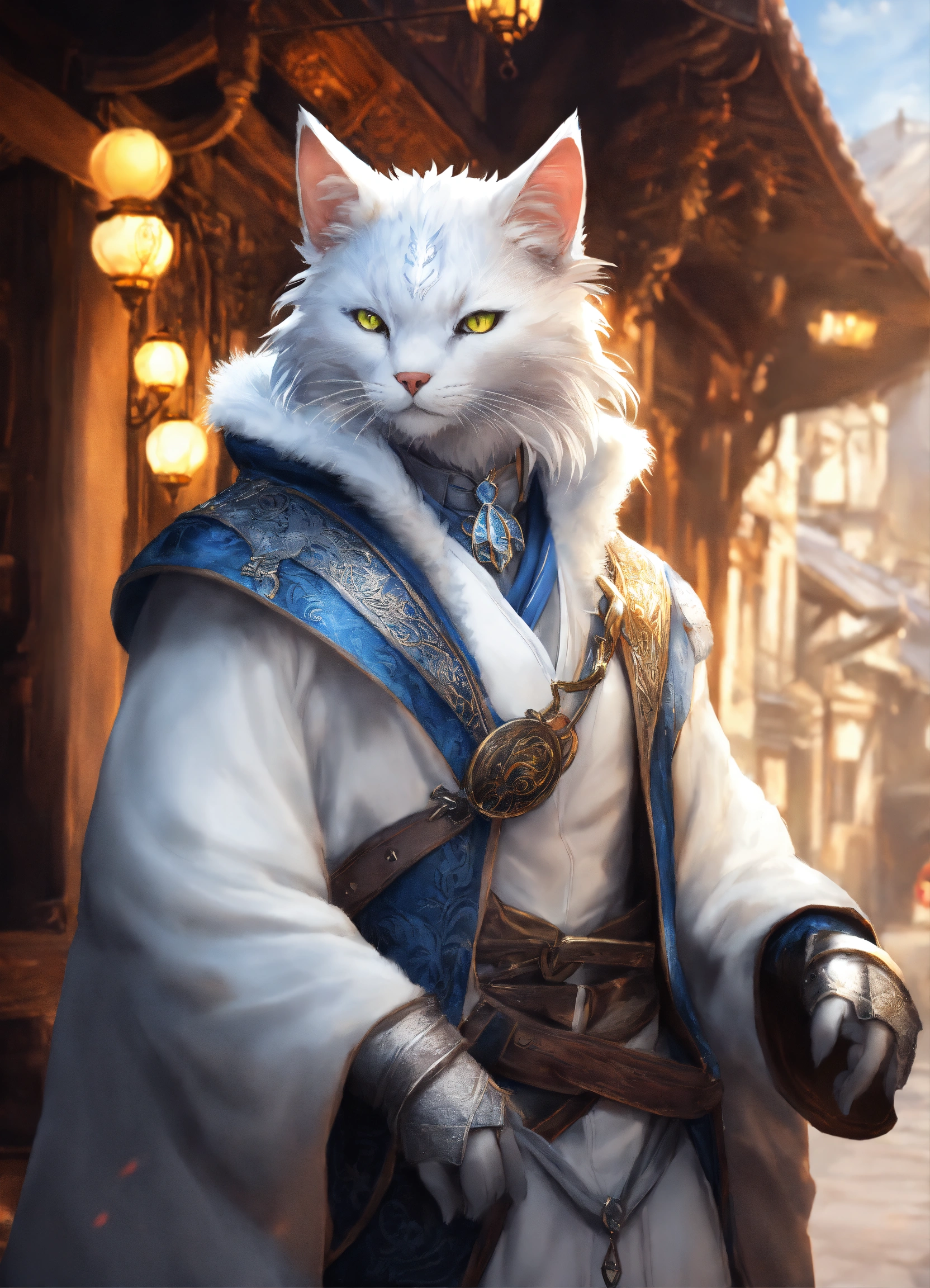 Lexica - Sorcerer Humanoid Cat Furry, White Fur, Silver Dragon Heritage ...