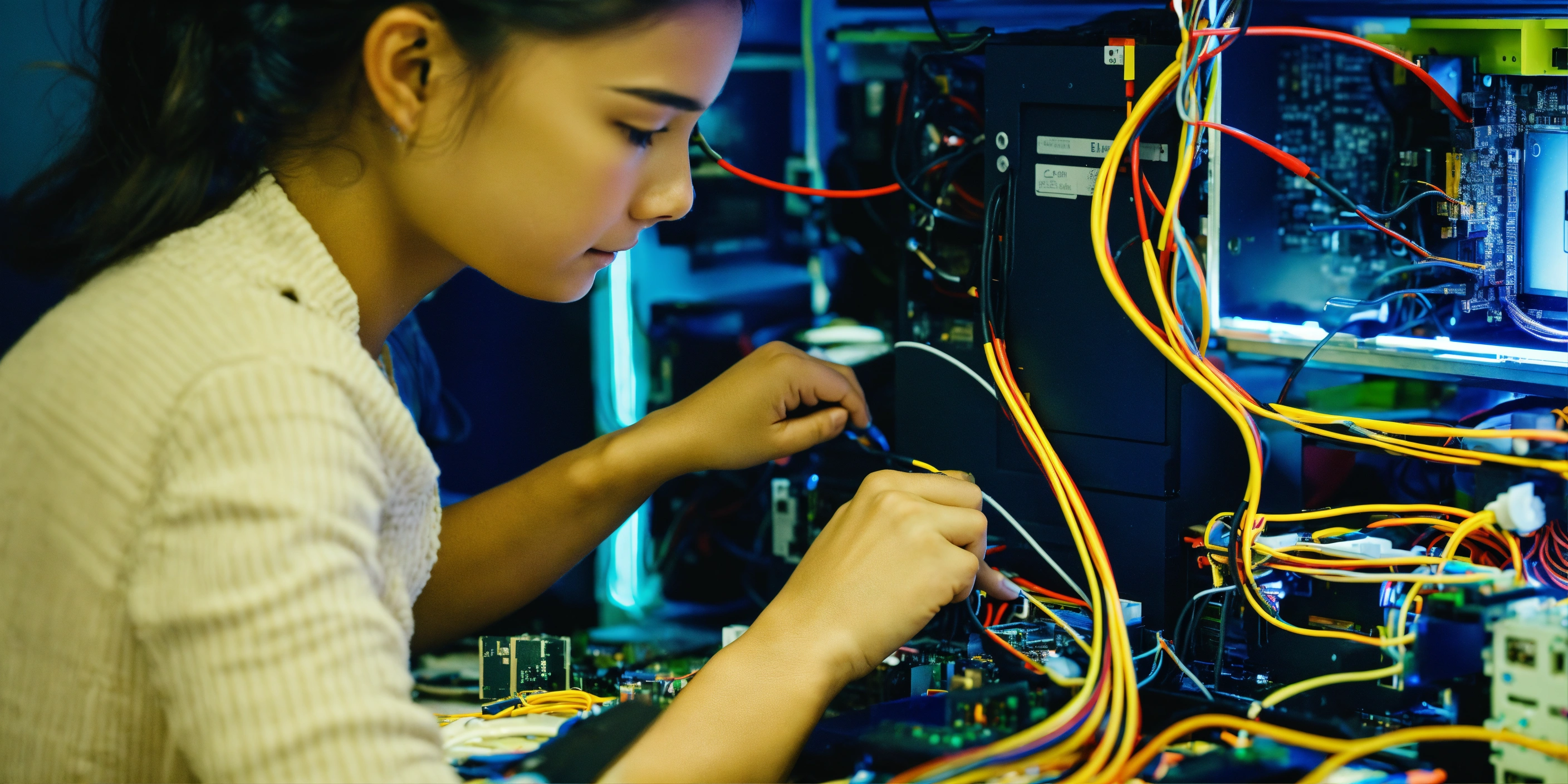 Lexica - An electronics engineer girl assembles a computer she was ...