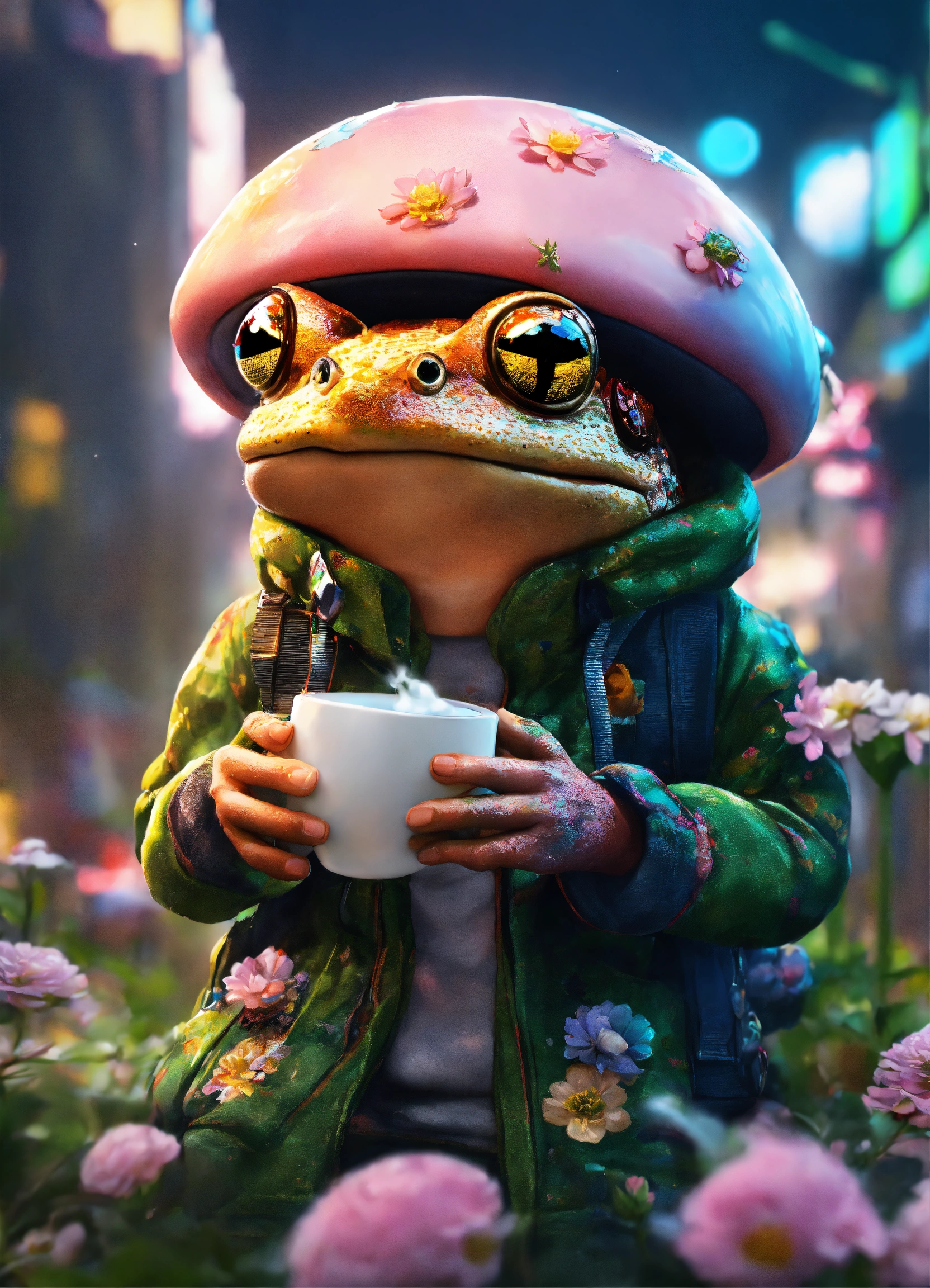 Lexica - A toad drinking milk slice of life anime, cyberpunk style, of ...