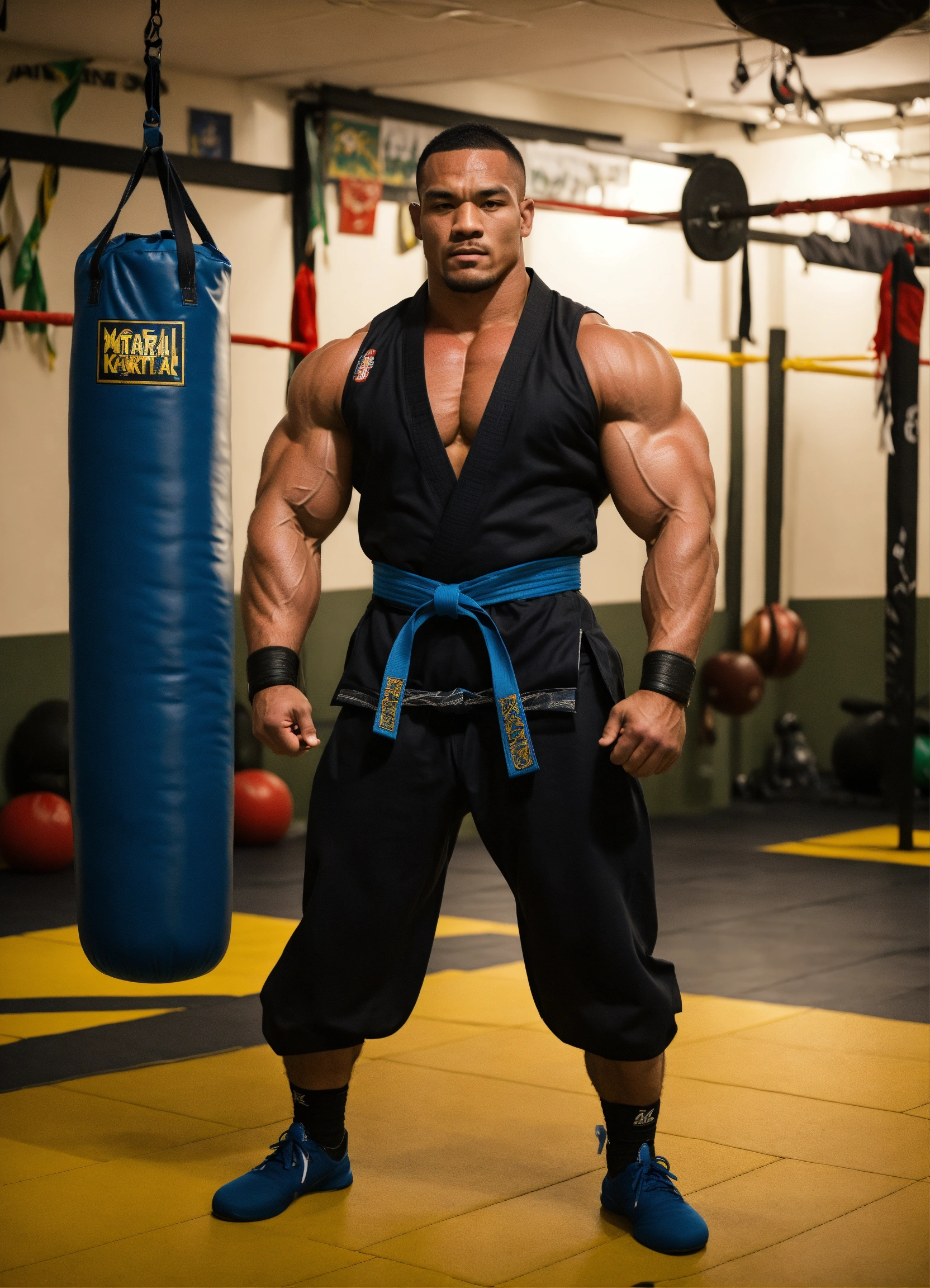 Lexica - 30-year-old wrestler with big muscles in a dojo, bodybuilder ...