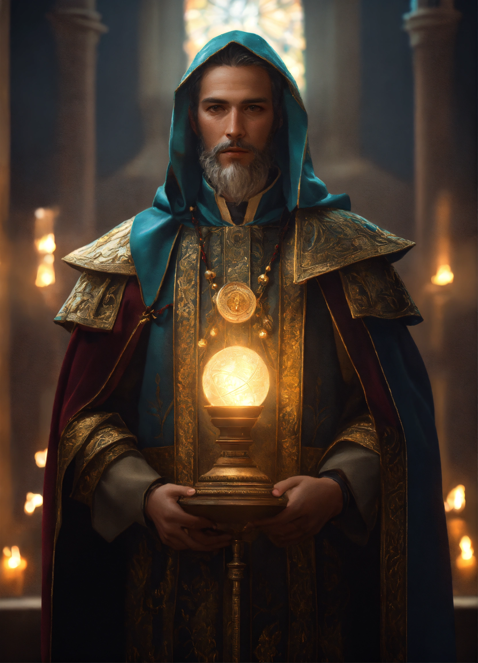 Lexica - A realistic full body portrait of a male saintly cleric, holy ...