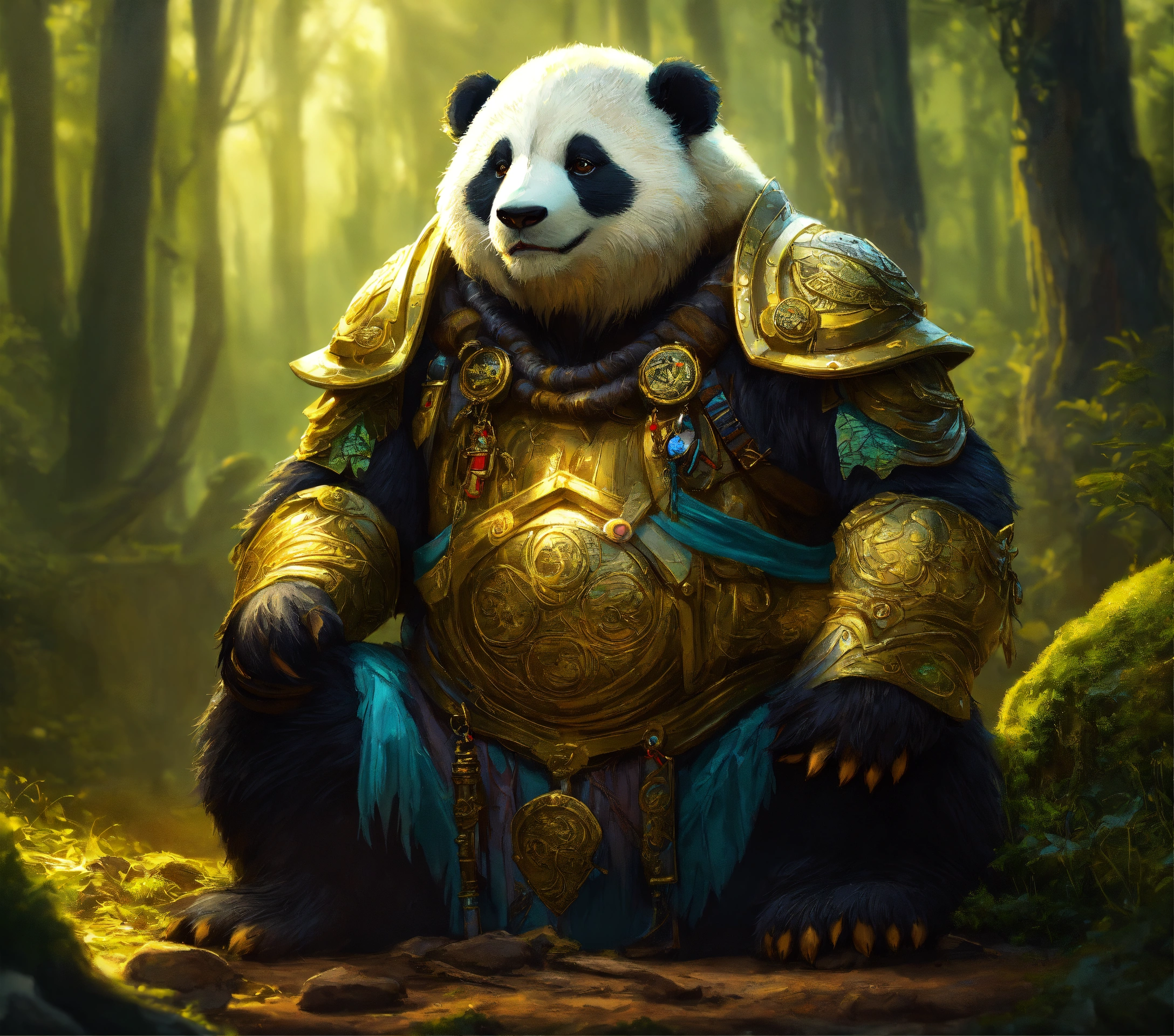 Lexica - Epic professional digital art of orc panda bear druid, radiant ...