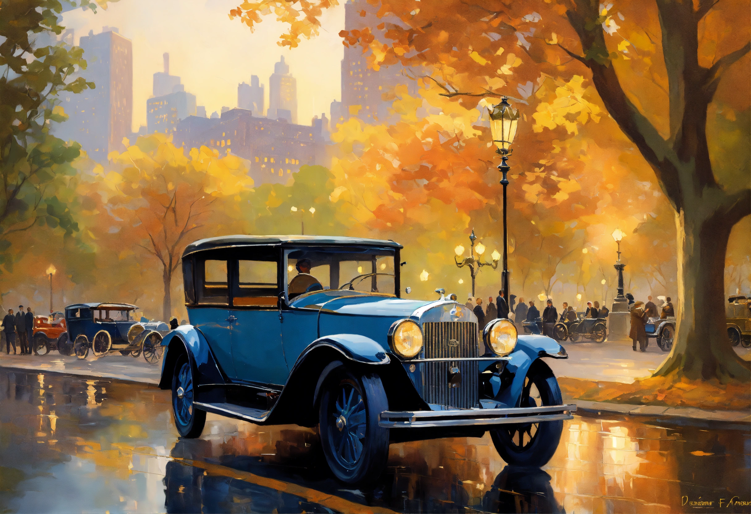 Lexica - America antique cars in New York, central park, illustration ...