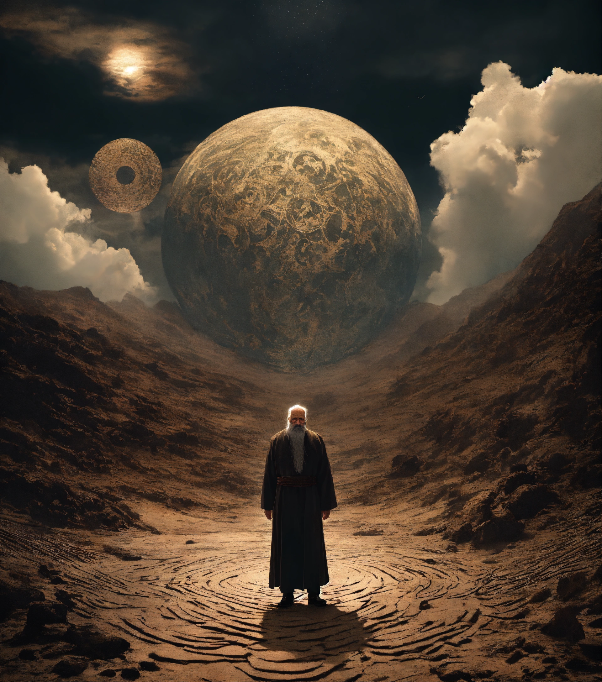 Lexica - Shades of god, an old bearded man in the sky with multiple ...