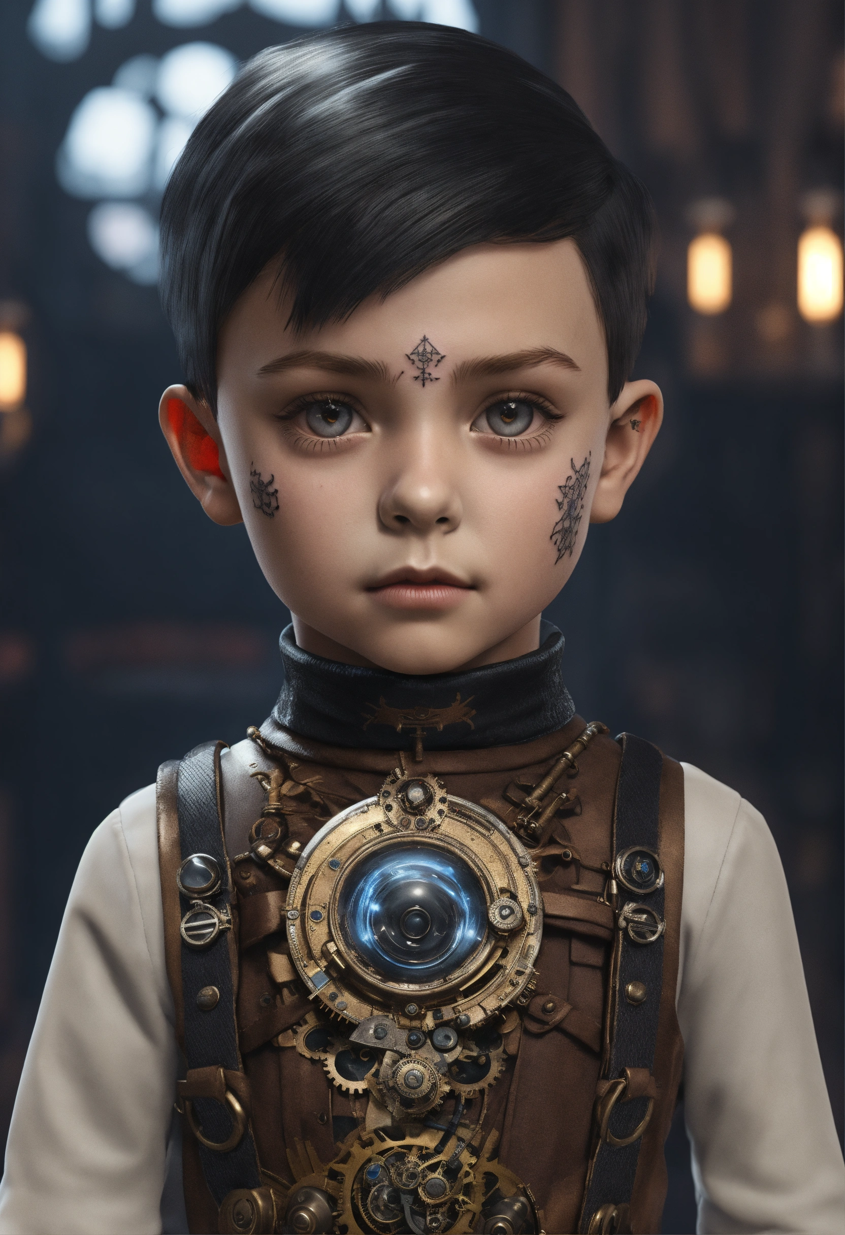 Lexica - Little boy, male, wednesday addams wearing tattooed steampunk ...