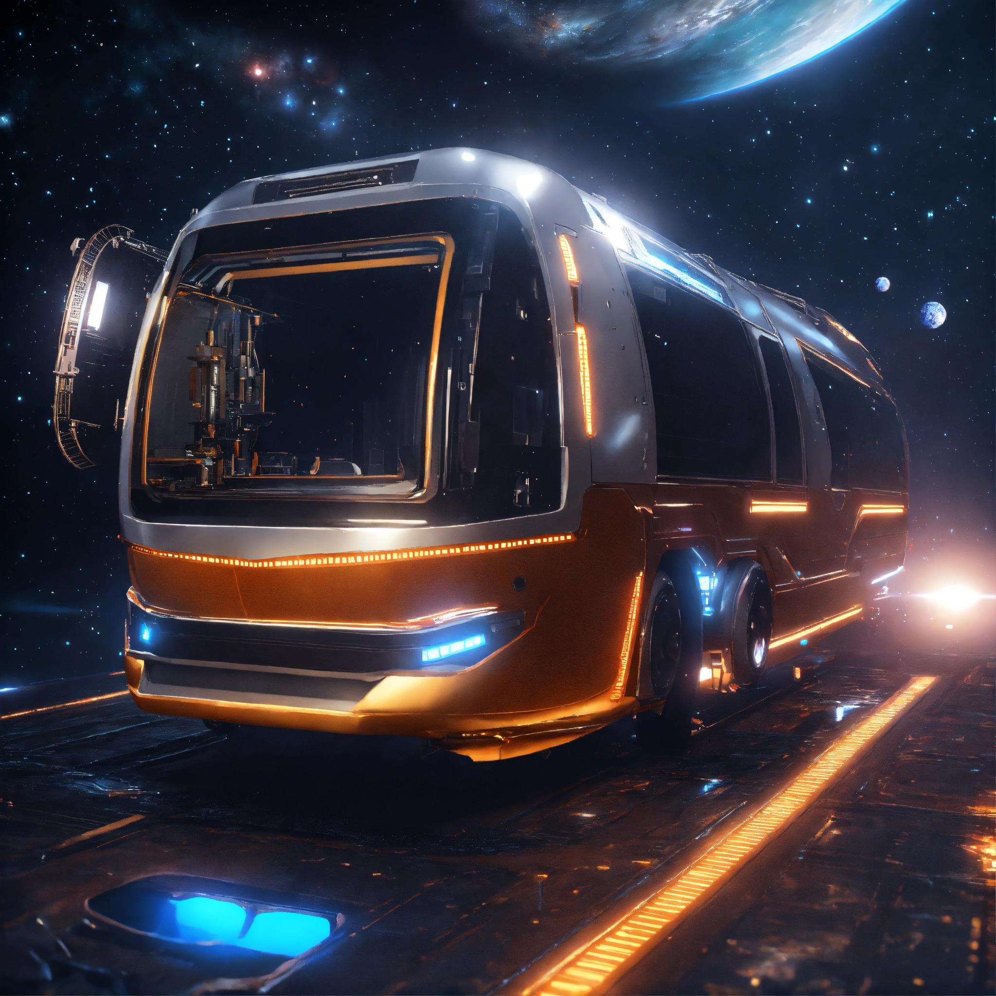 Lexica - Intergalactic tour bus starship traveling through deep space ...