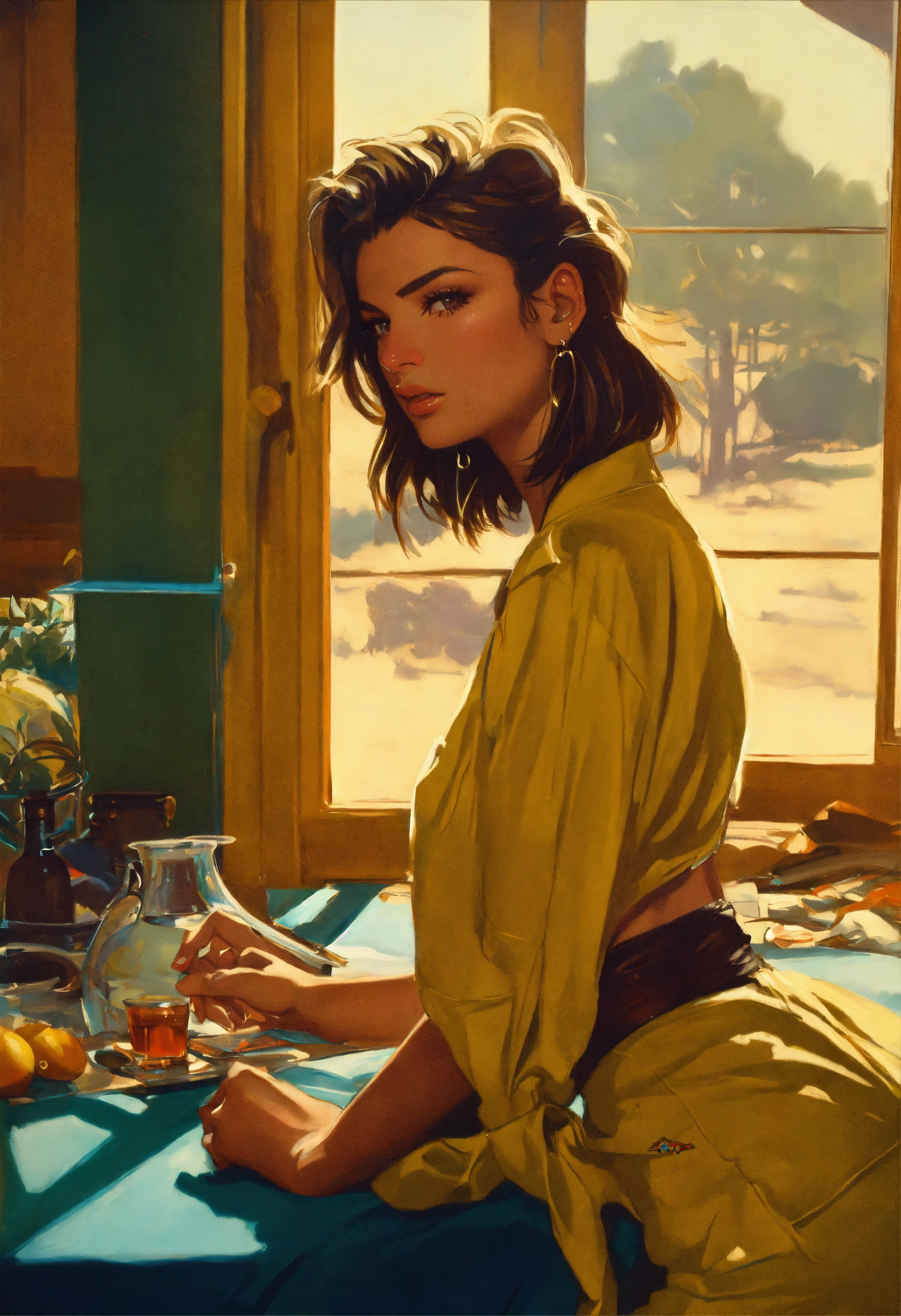 Lexica - Emily Ratajkowski, medium shot, beautiful, Gil elvgren, syd ...