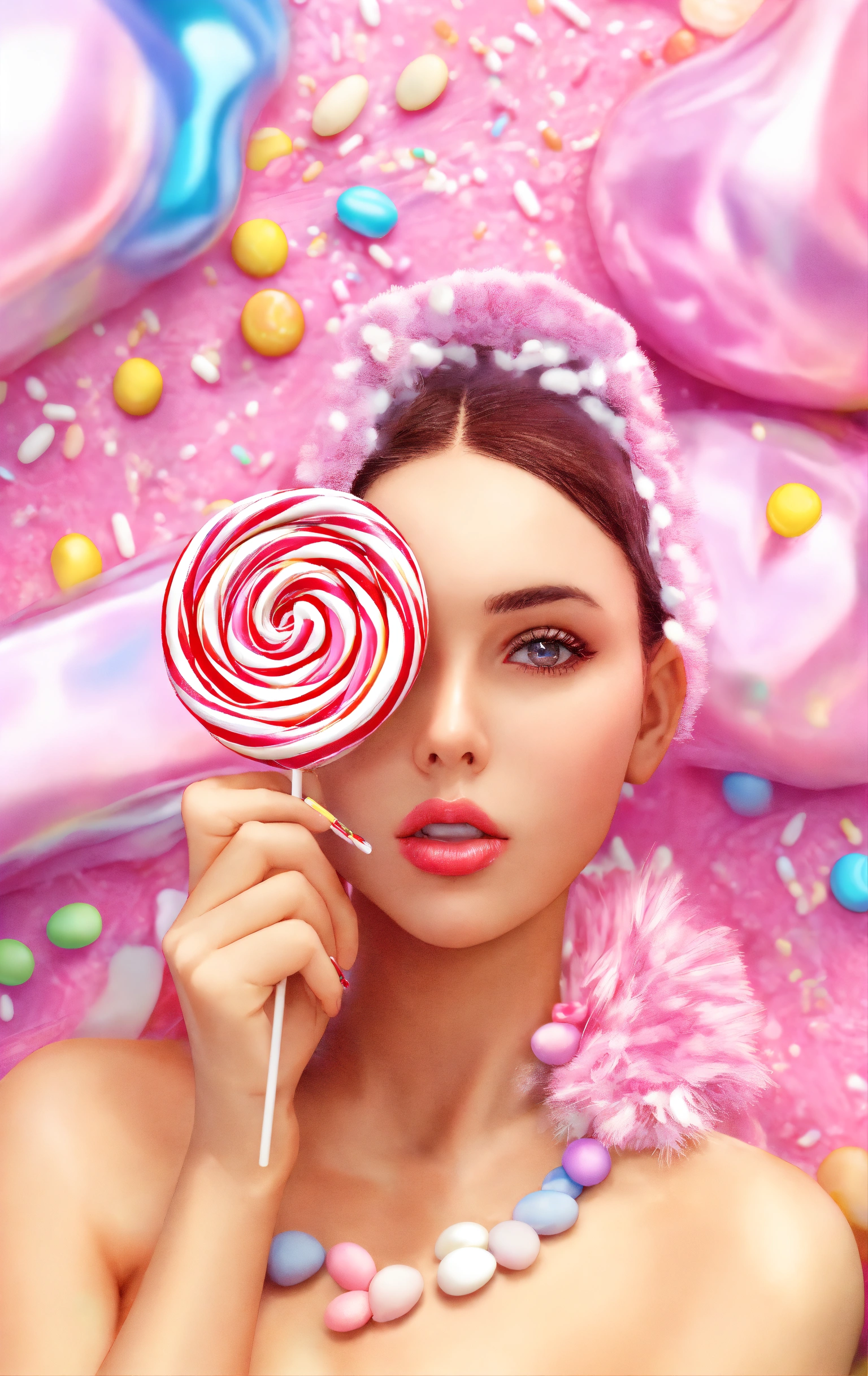 Lexica - A model girl with candy, ultra definition , iper detailed, iper realistic, photo ...