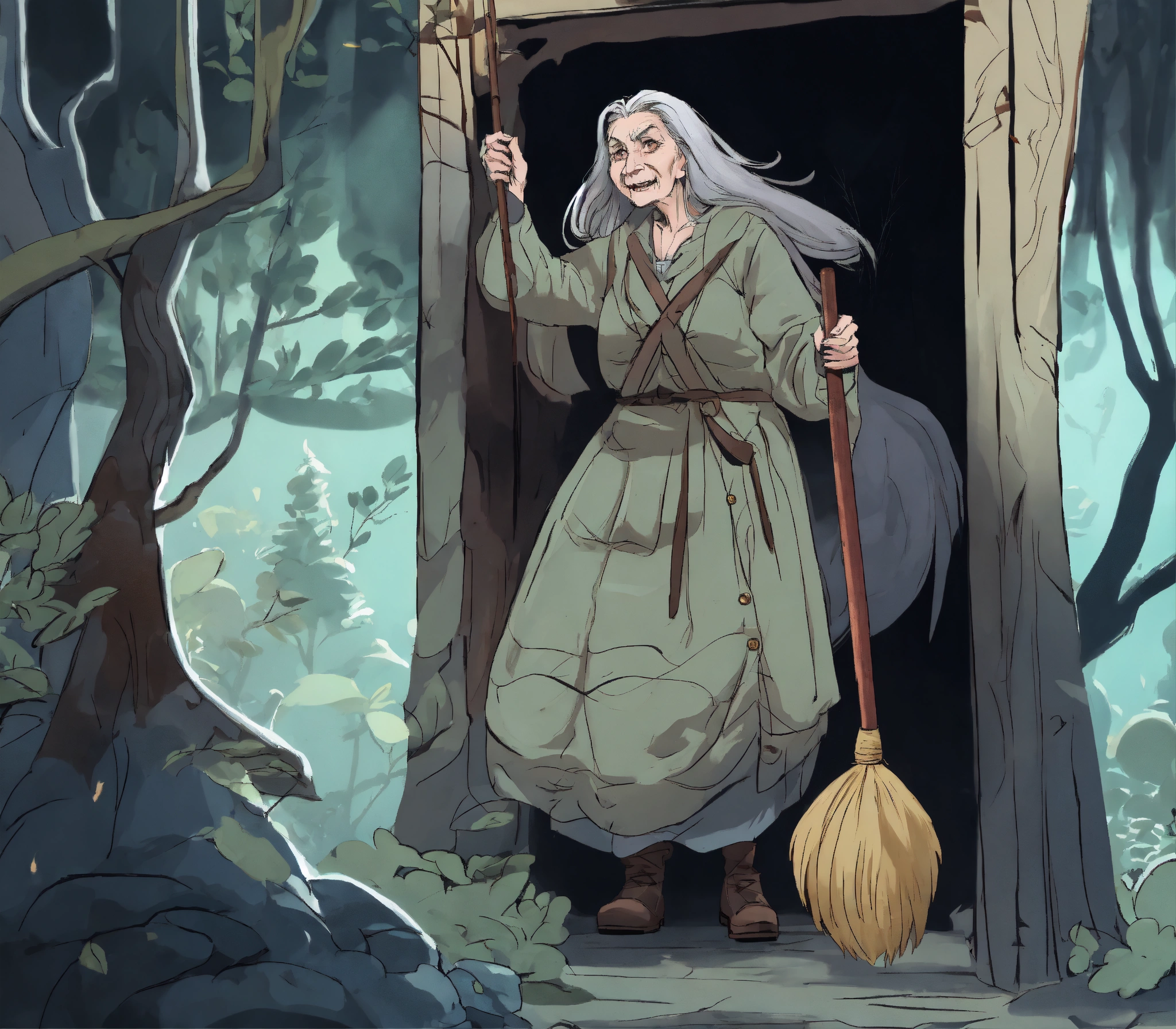 Lexica - Fantasy cartoon style scary old lady with a long crooked nose ...