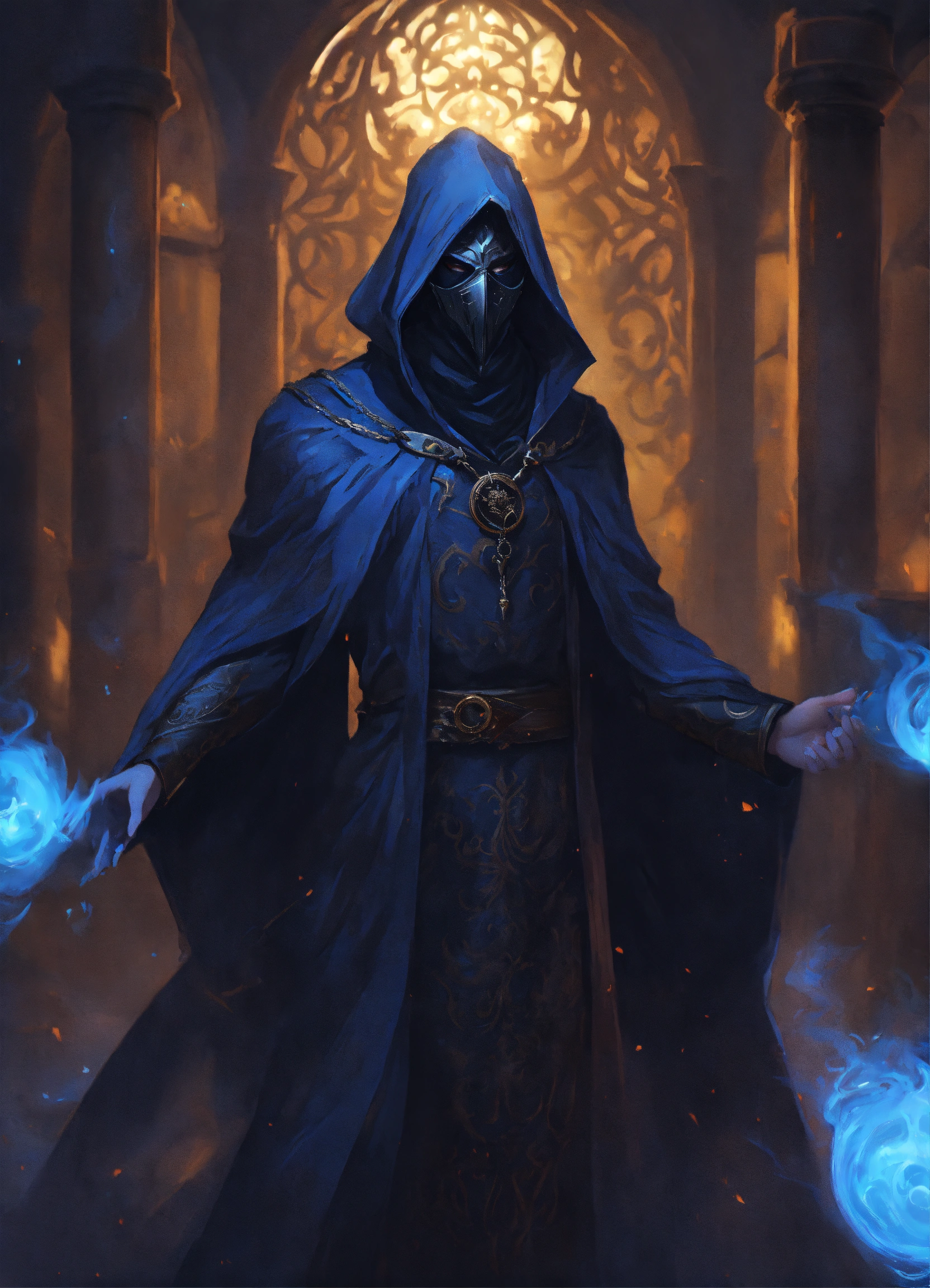 Lexica - Plain white masked man wearing black robes, evil wizard ...