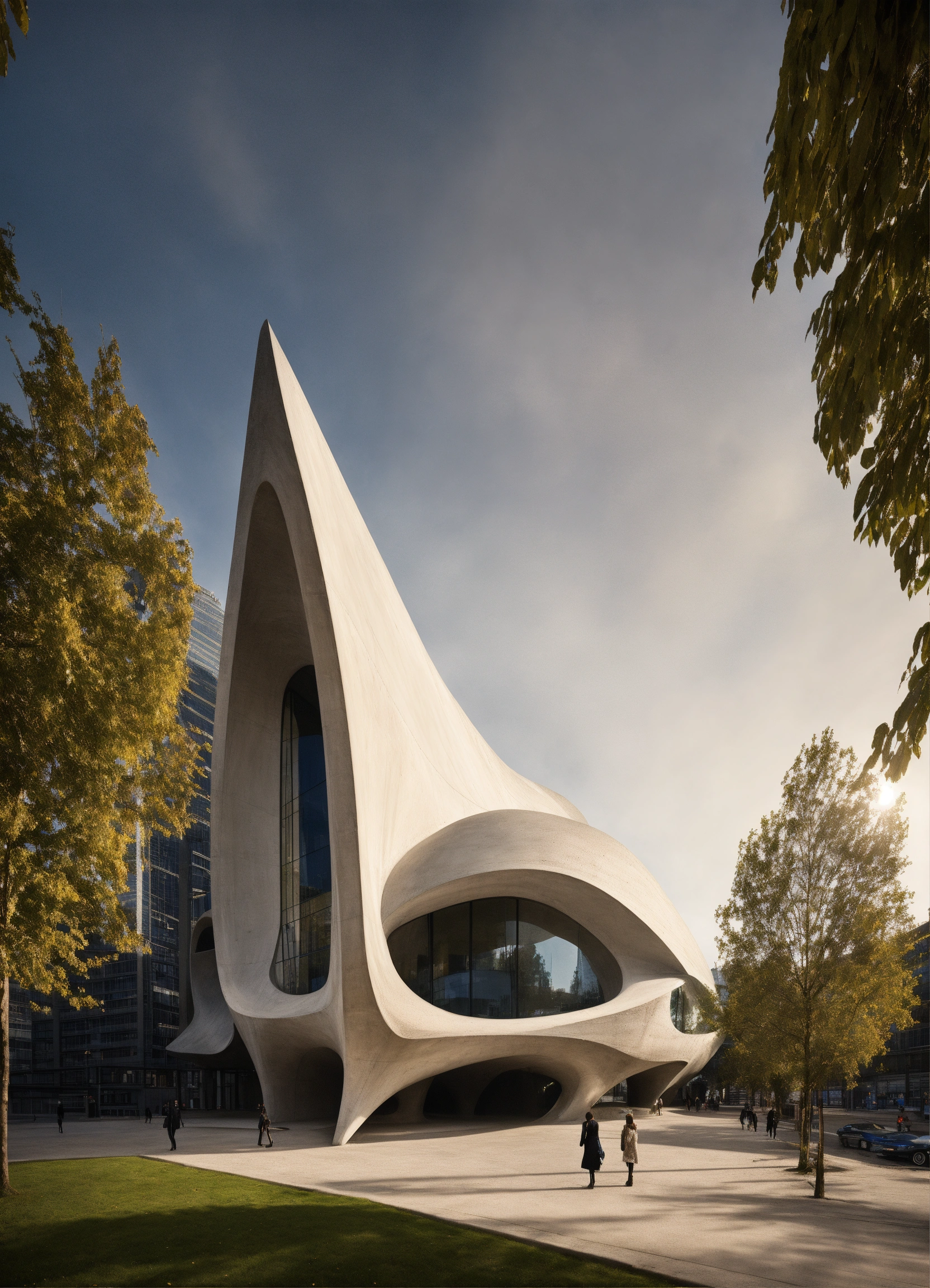 Lexica - Zaha Hadid surrealist concrete museum in the city.