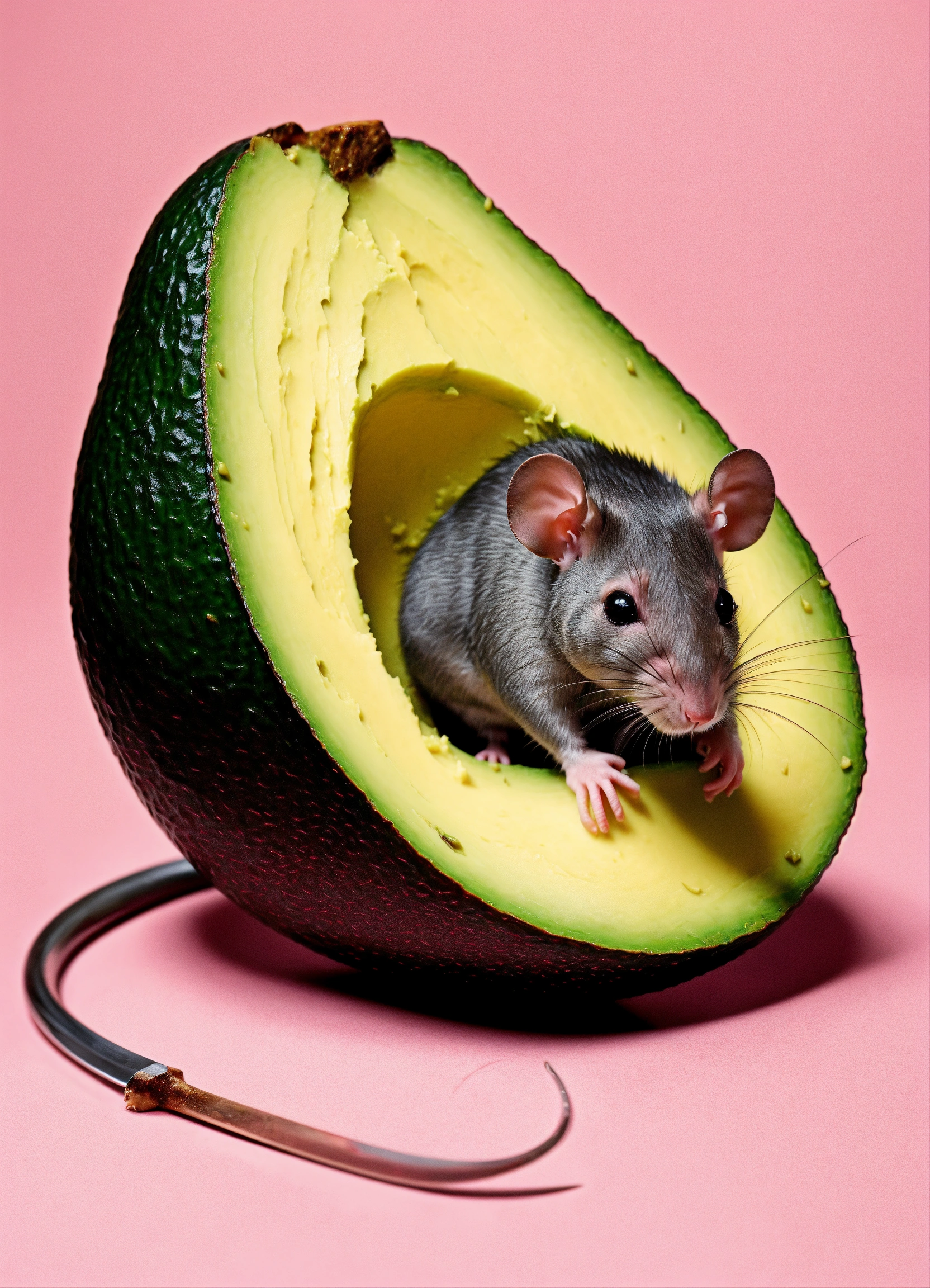 Lexica - Rat slicing up an avocado