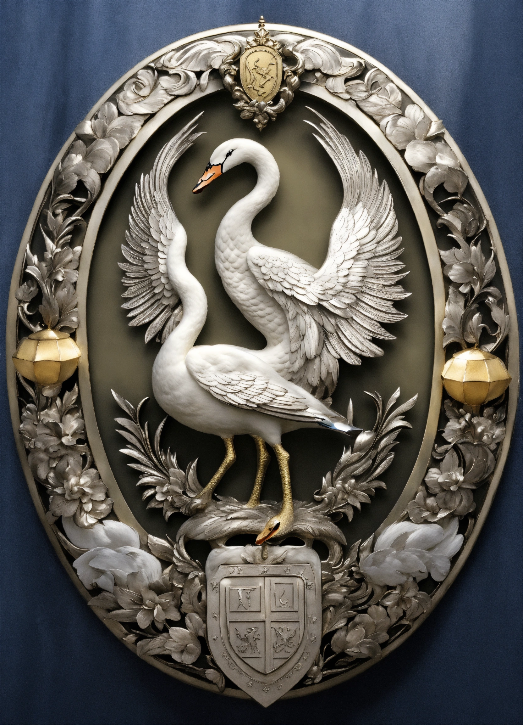 Lexica - Heraldry coat of arms for a swan, art neavou, silver swan
