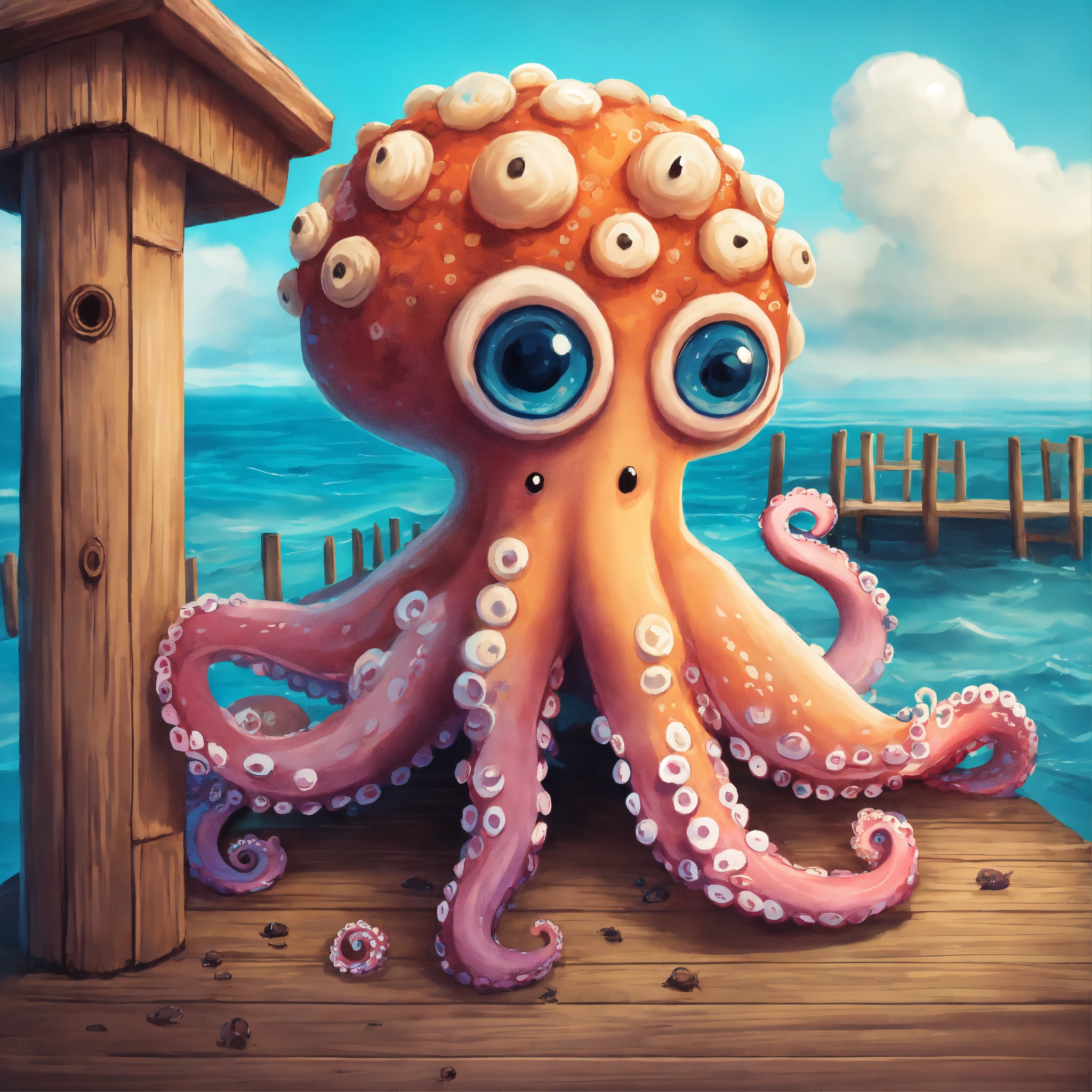 Lexica - Detailed fluffy fairy cute octopus with long soft fur in the ...
