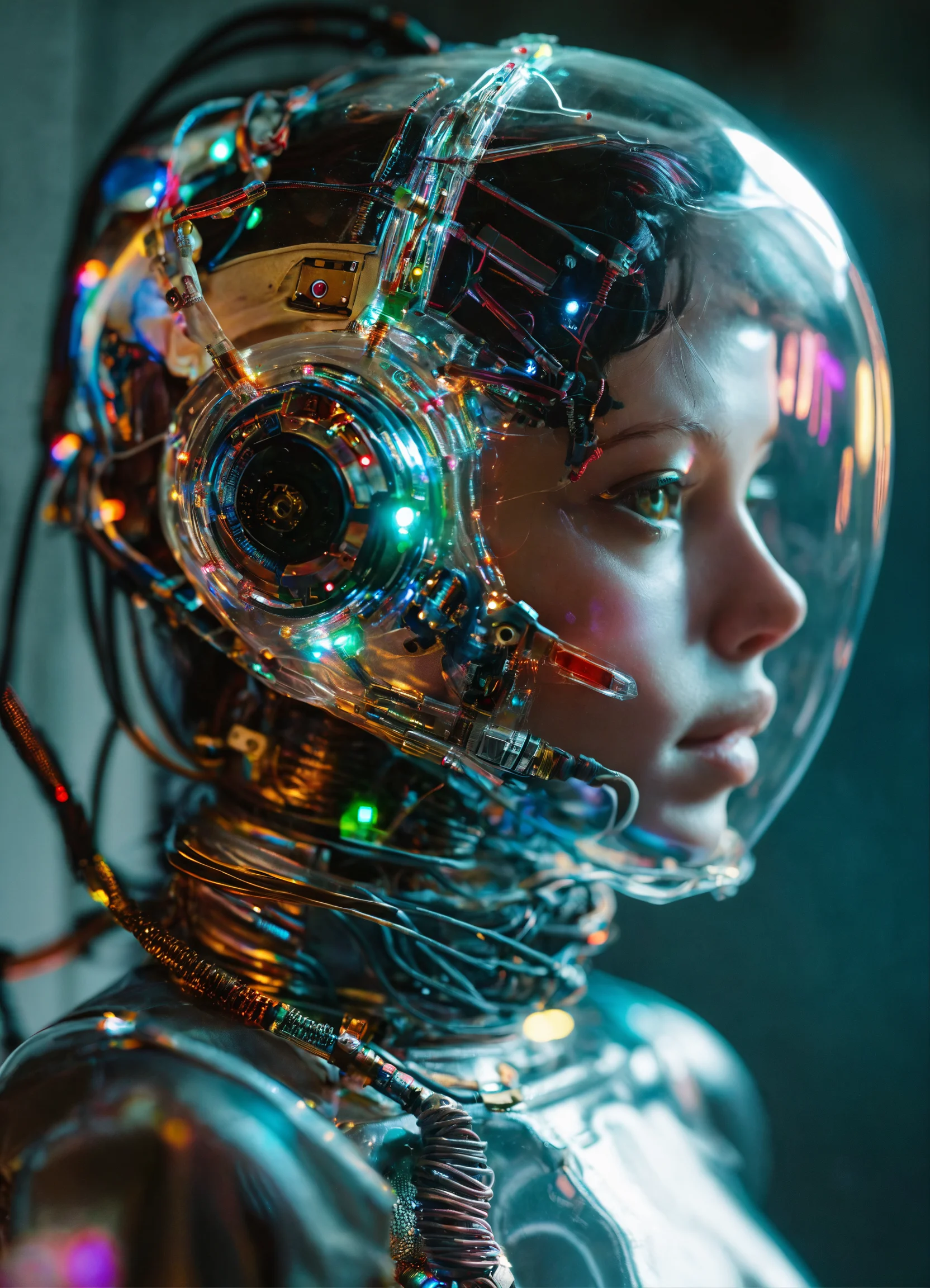 Lexica - Portrait photography, a cyborg astronaut woman head without ...