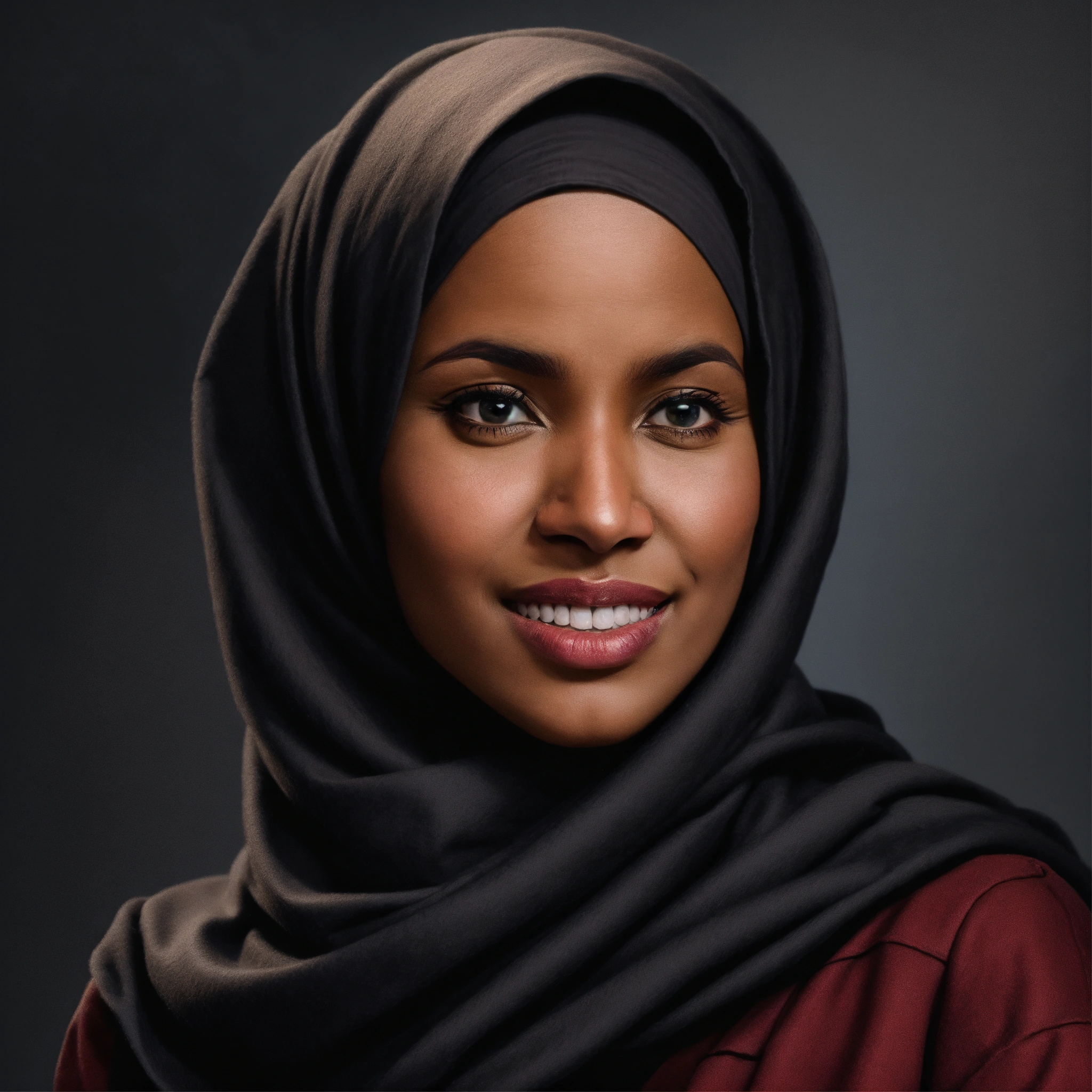 Lexica - Create a photorealistic self-portrait of Ilhan Omar black ...
