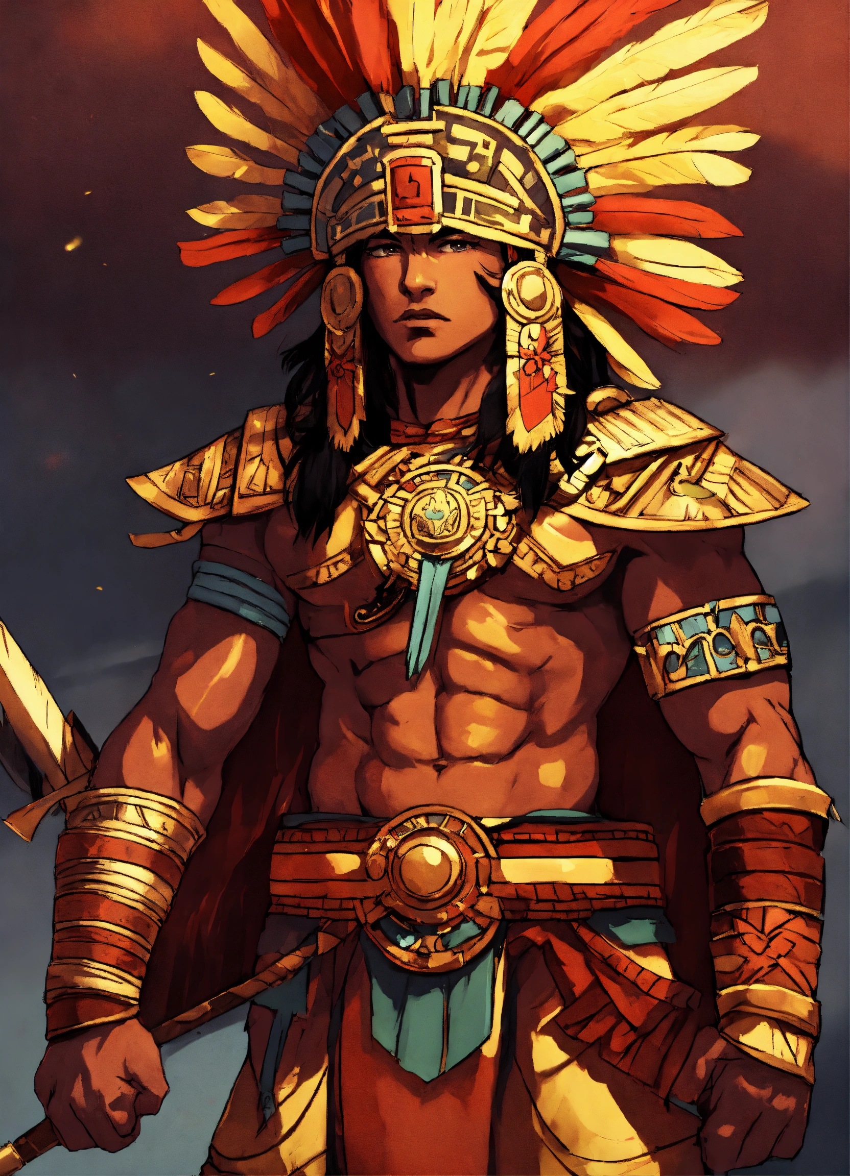 Lexica - Aztec Warrior, Anime style