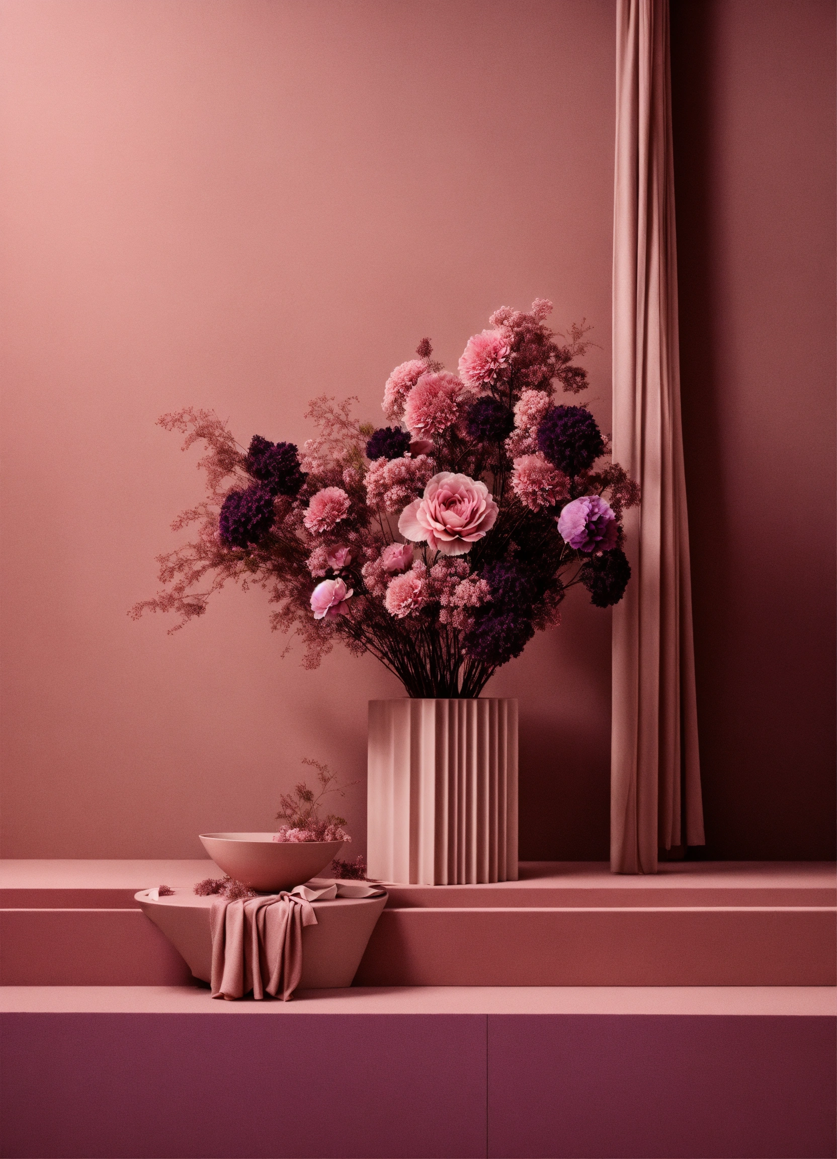 Lexica - Muted tones of dusty pink and dark purple surreal combination ...