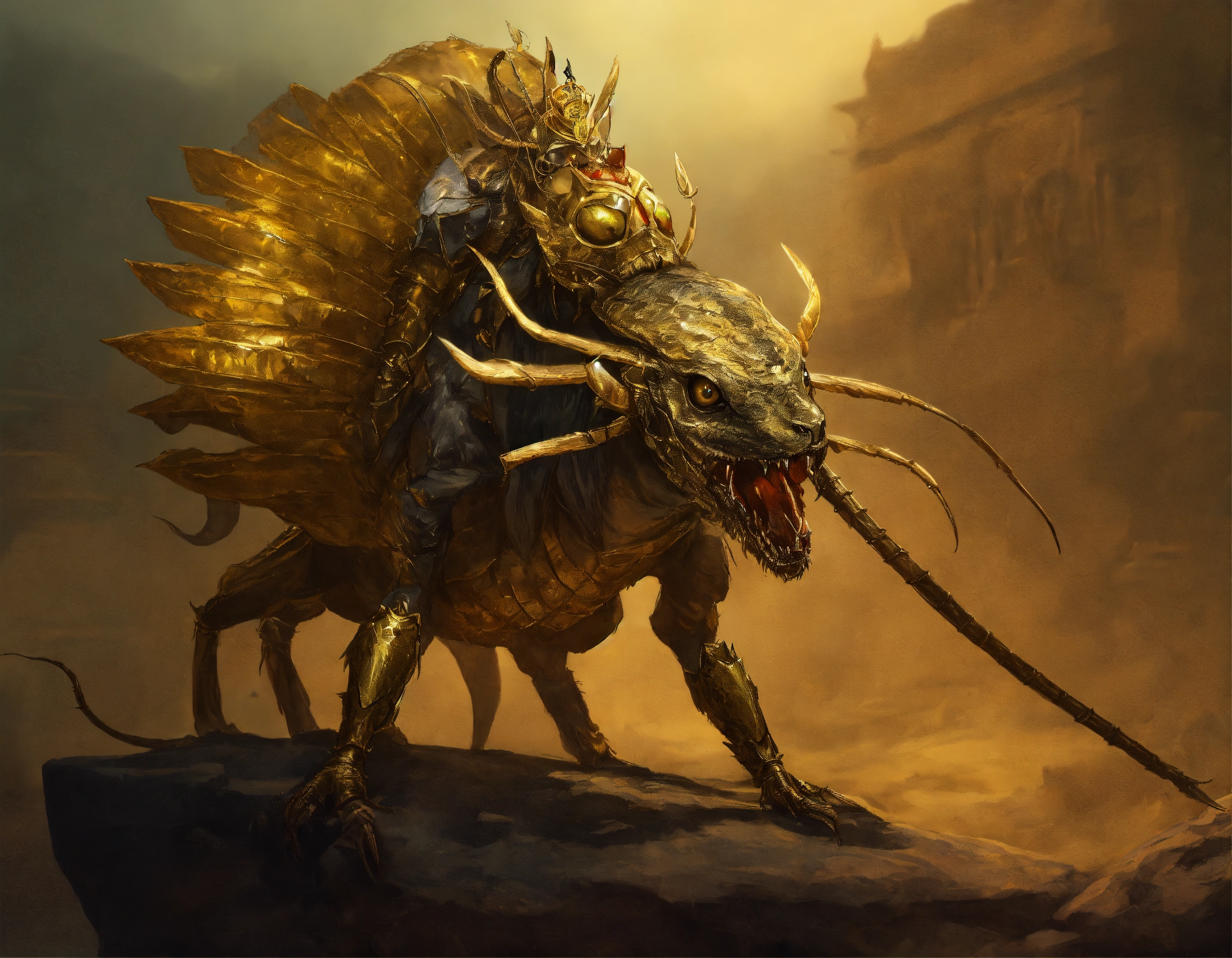 Lexica - A creature that looks like a locust with a man’s face, woman’s ...
