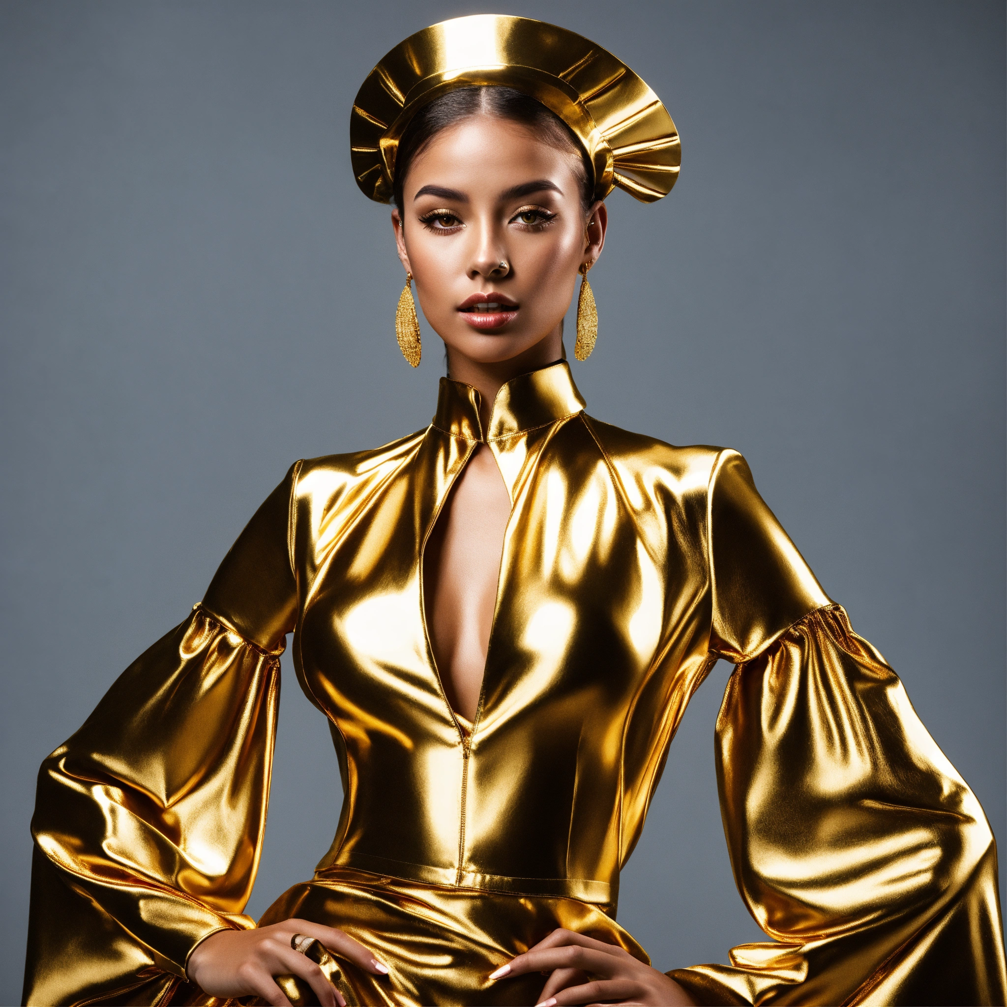 Lexica - Smooth Gold Full Body Woman, Gold Face, Full Body Outfit, Gold ...