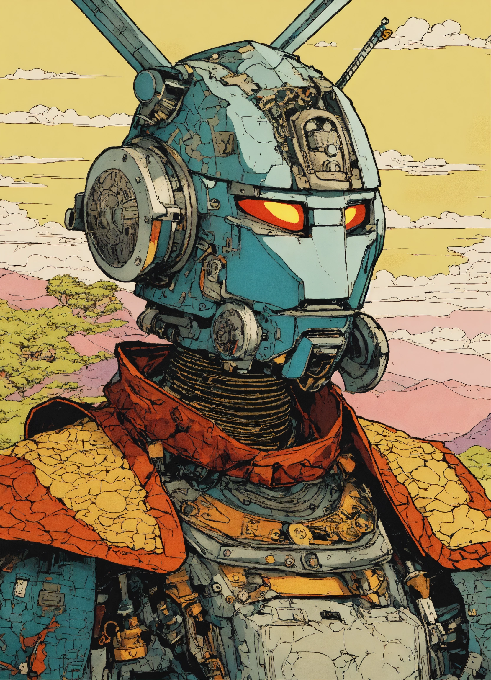 Lexica - Detailed pen and ink illustration of a samurai robot cyborg ...