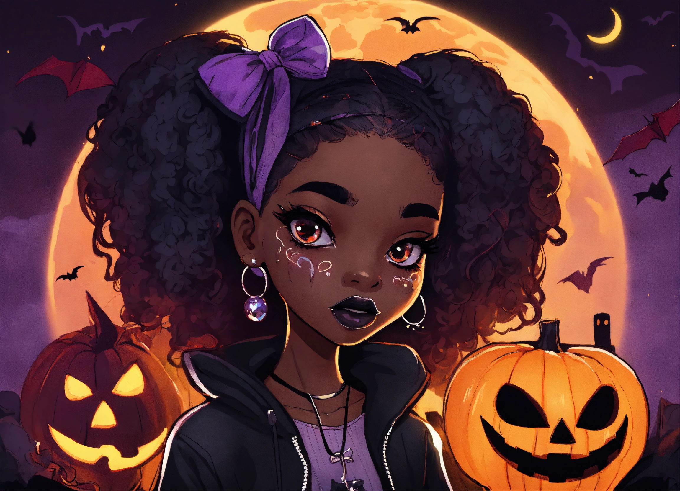 Lexica - CARTOON, ILLUSTRATION, AFRICAN AMERICAN SPOOKY GOTH GIRL ...